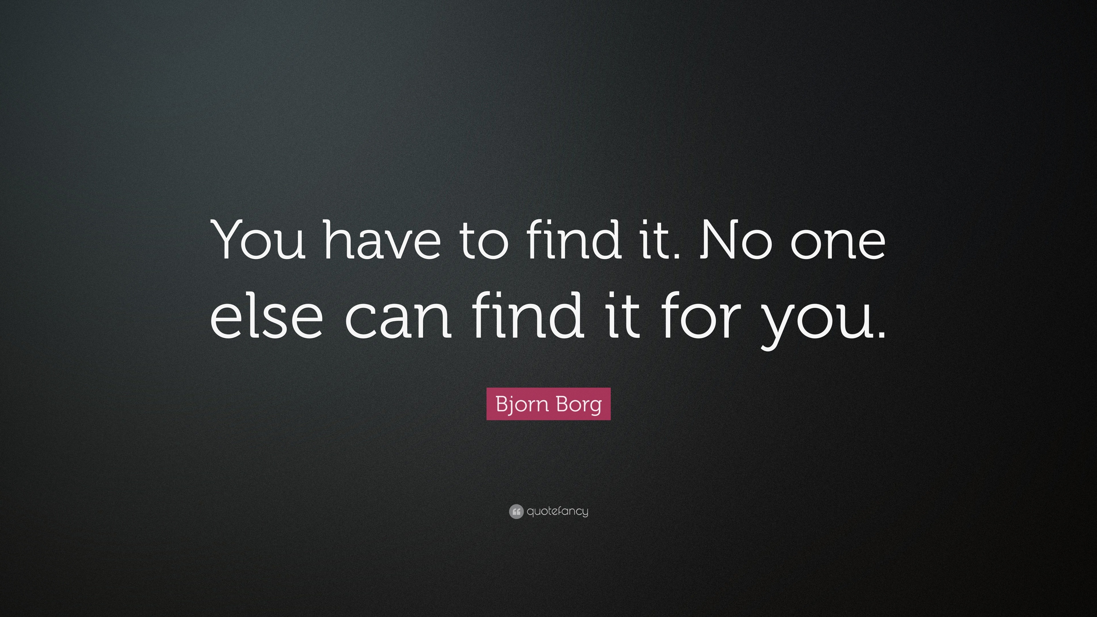 Bjorn Borg Quote: “You have to find it. No one else can find it for you.”