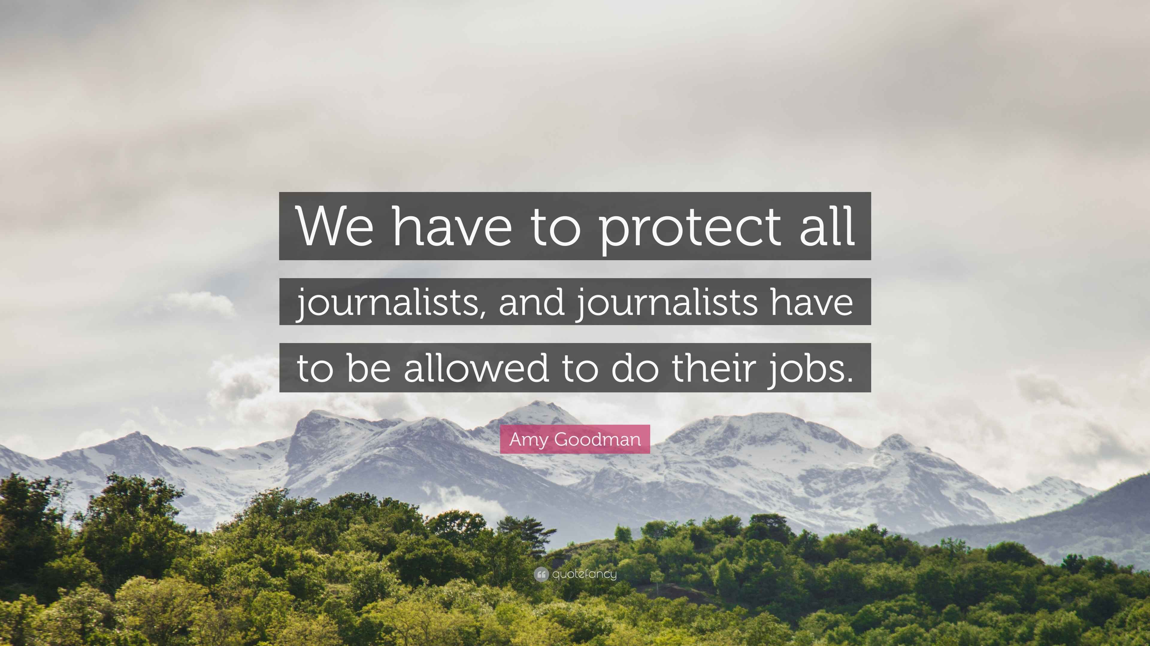 Amy Goodman Quote: “We have to protect all journalists, and journalists ...