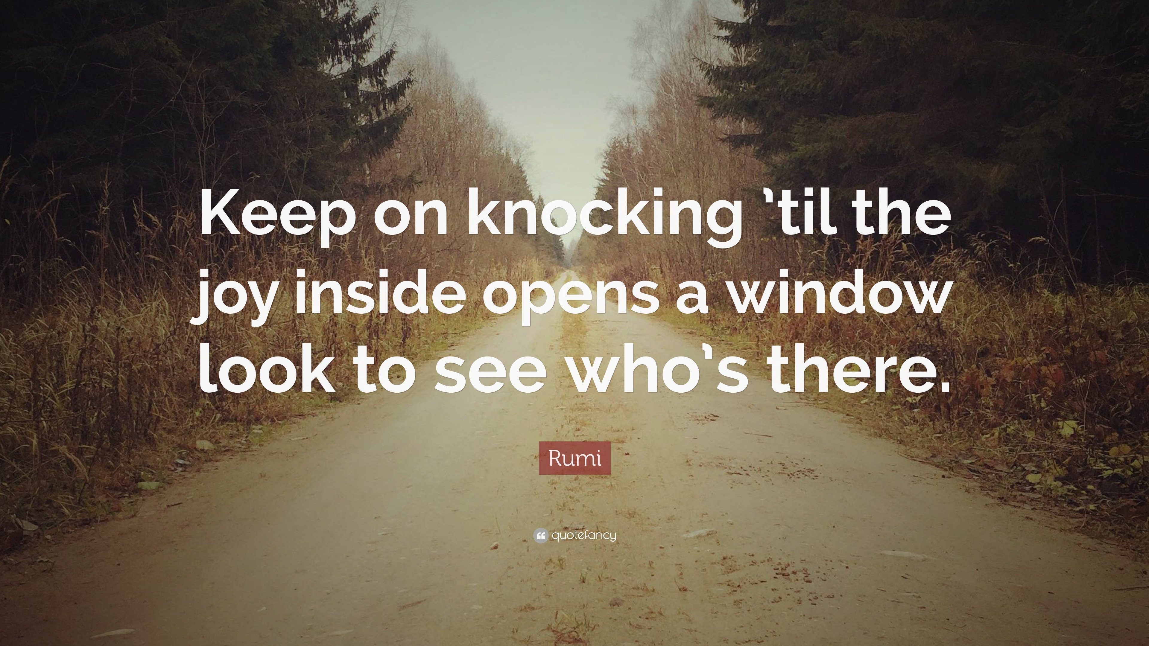 Rumi Quote: “Keep on knocking ’til the joy inside opens a window look ...