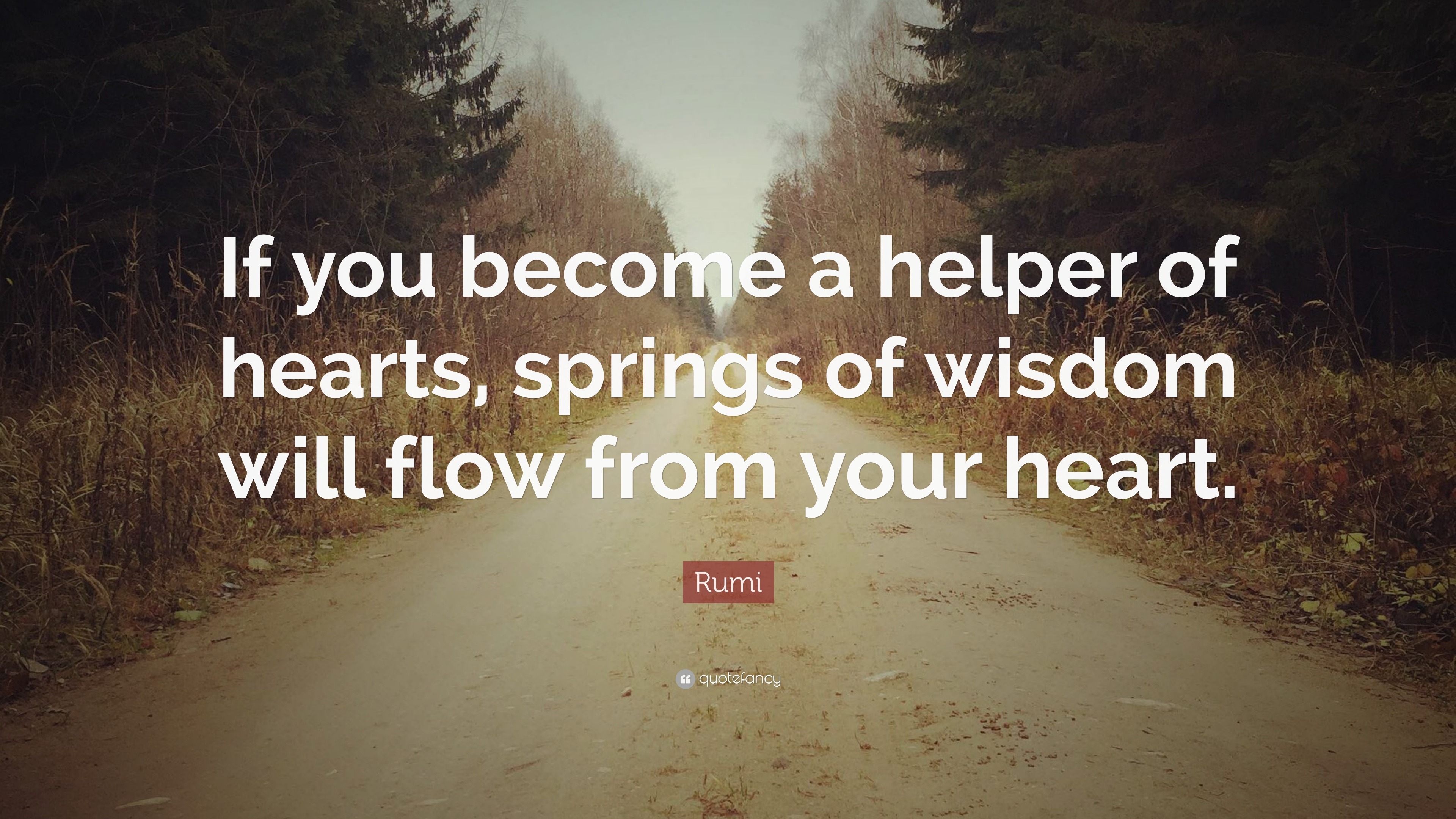 Rumi Quote: “If you become a helper of hearts, springs of wisdom will ...