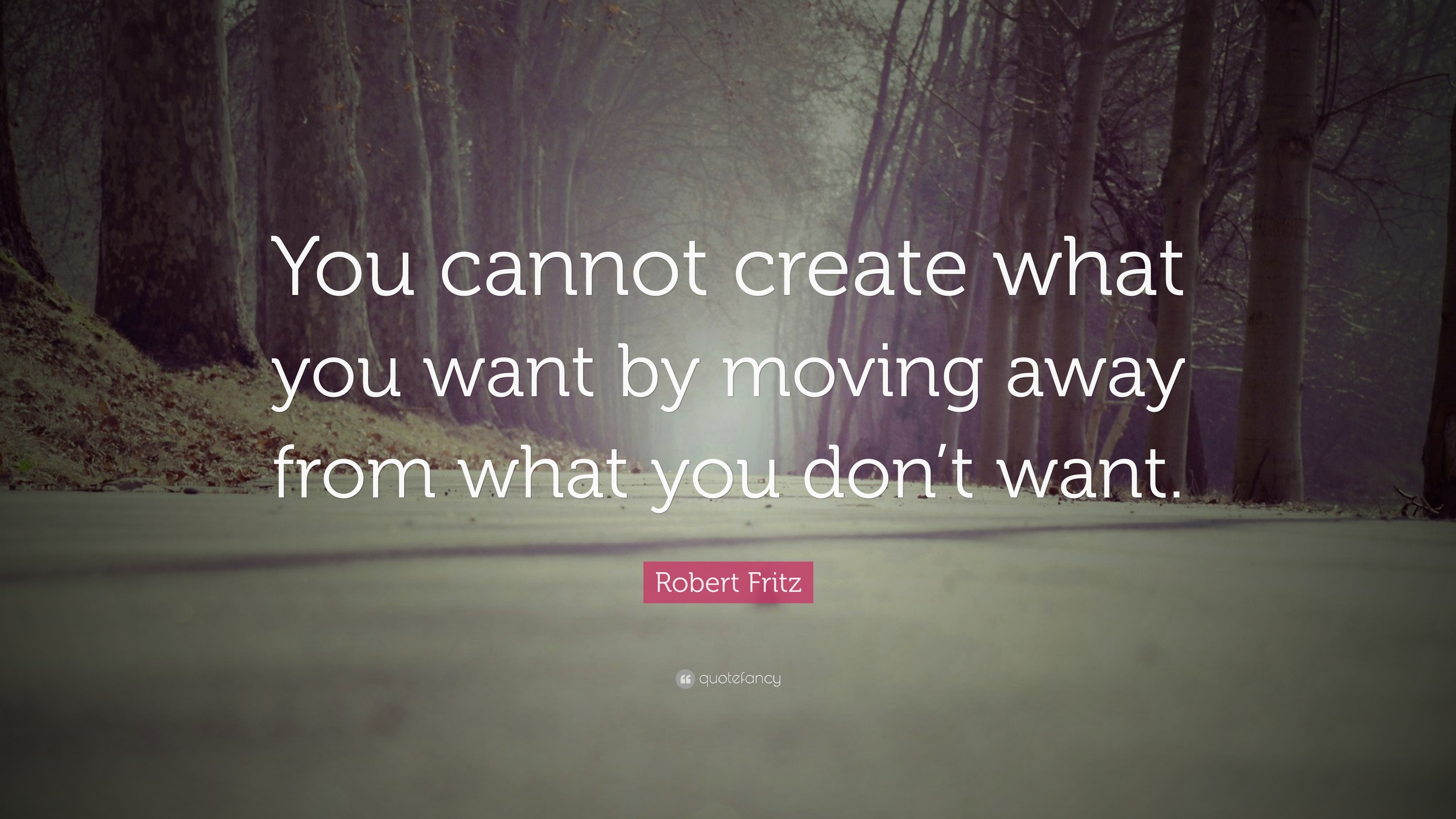 Robert Fritz Quote: “You cannot create what you want by moving away ...