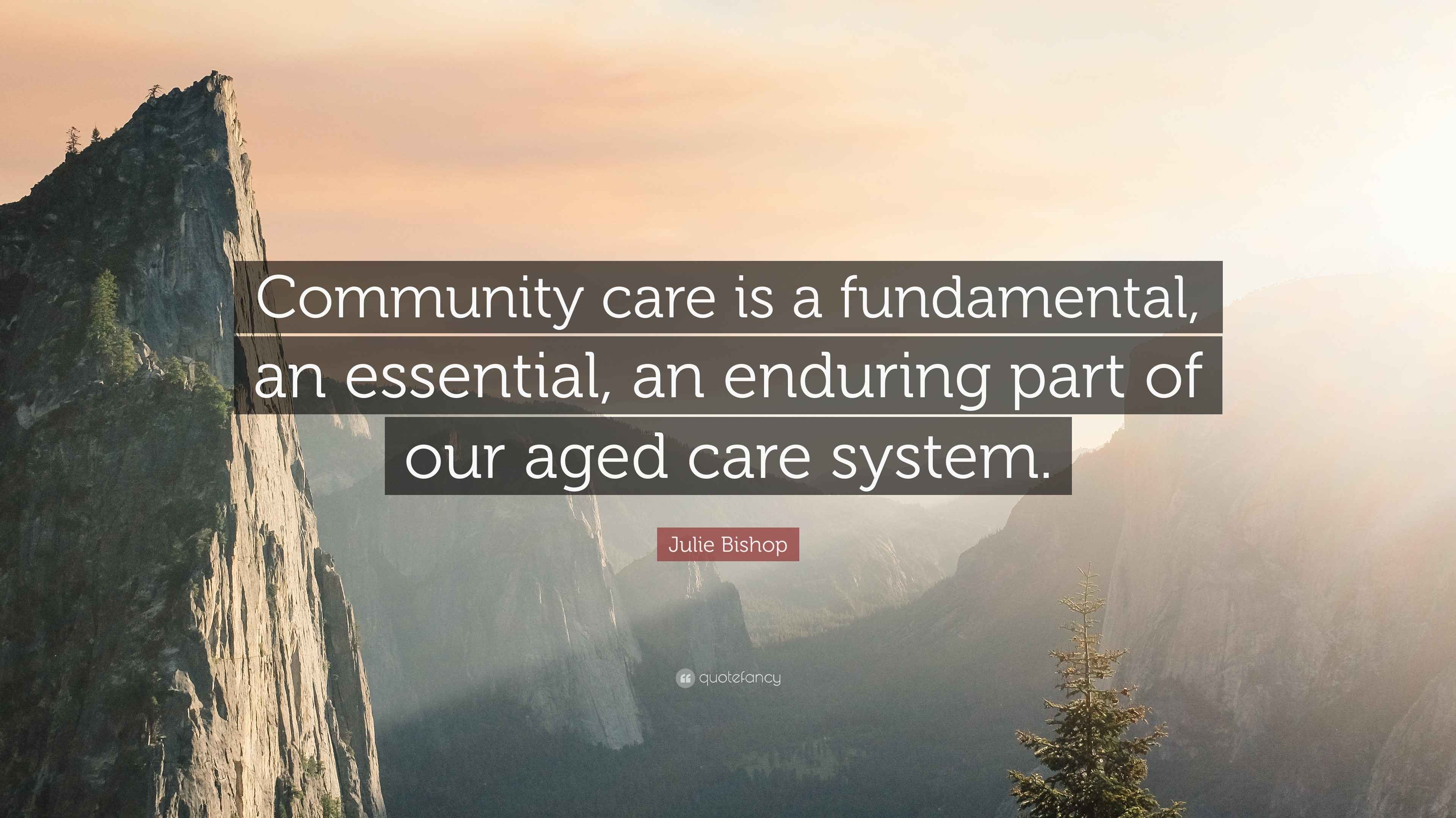 Julie Bishop Quote: “Community care is a fundamental, an essential, an ...
