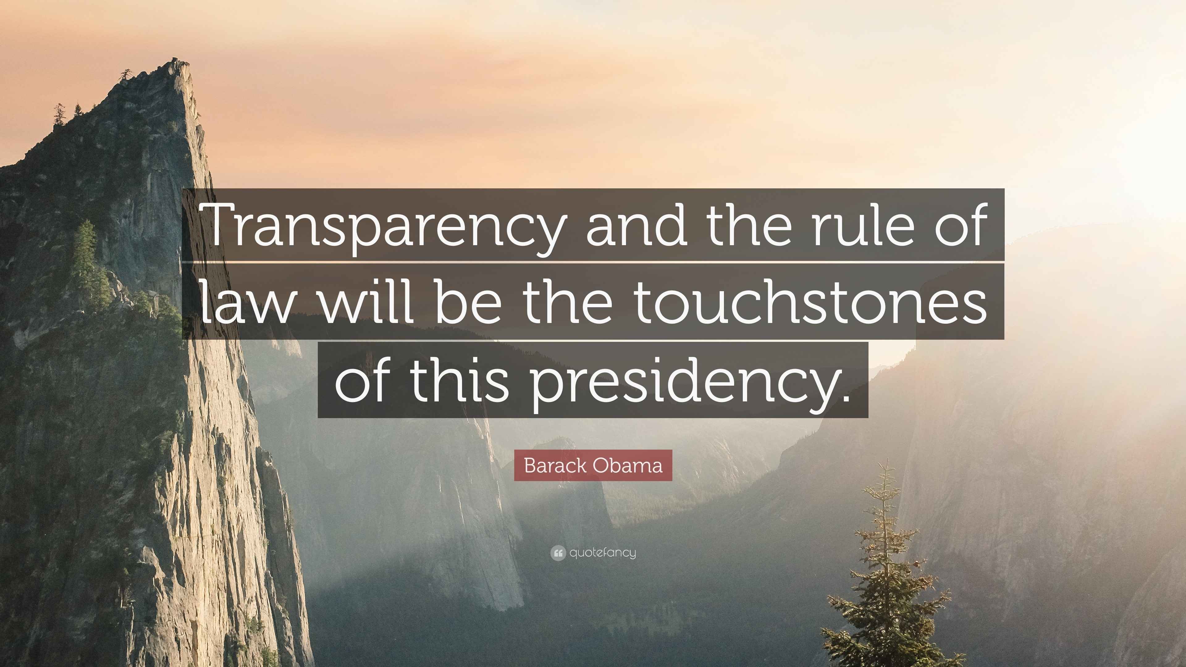 Barack Obama Quote: “Transparency and the rule of law will be the ...