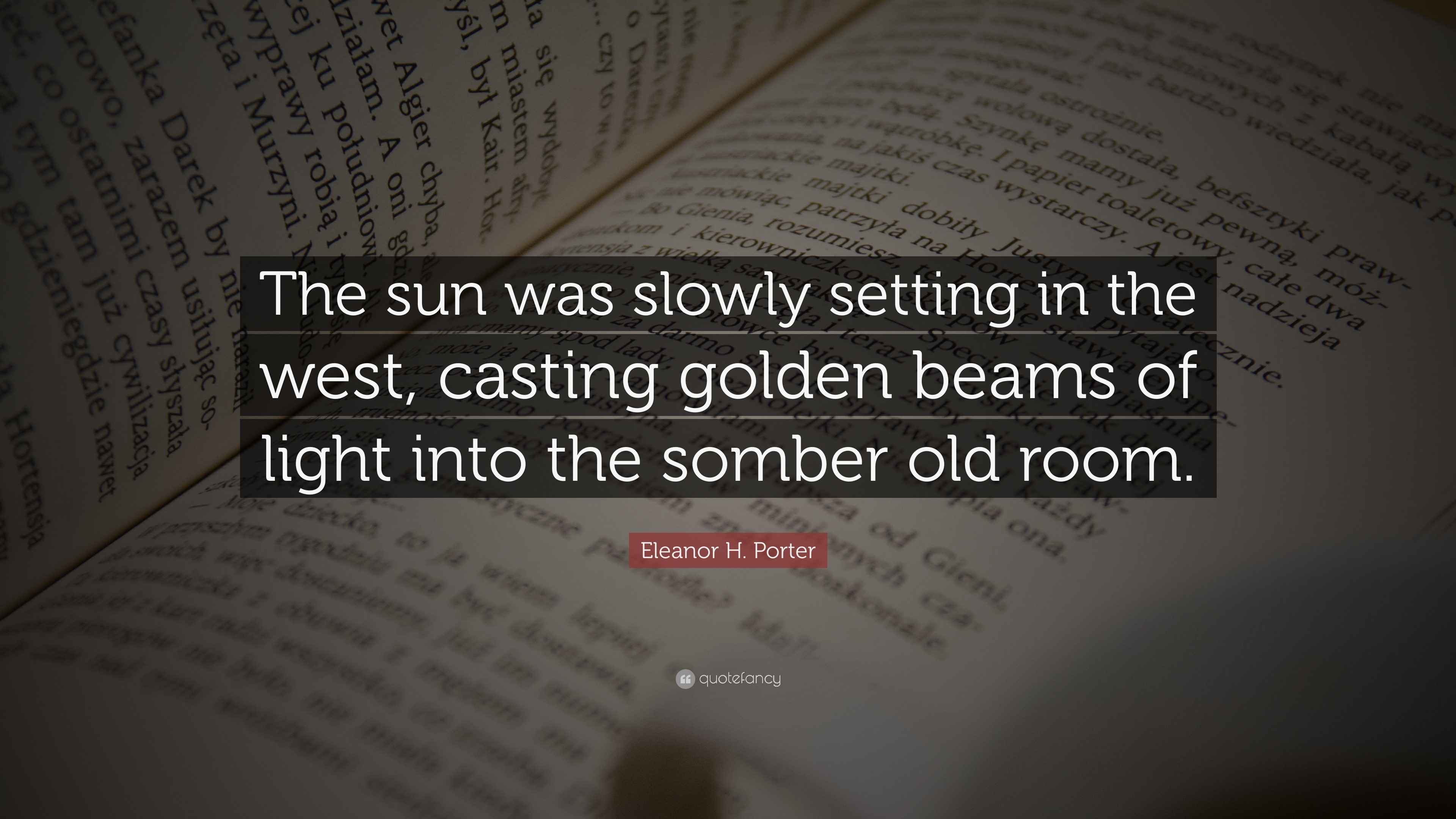 Eleanor H. Porter Quote: “The sun was slowly setting in the west ...