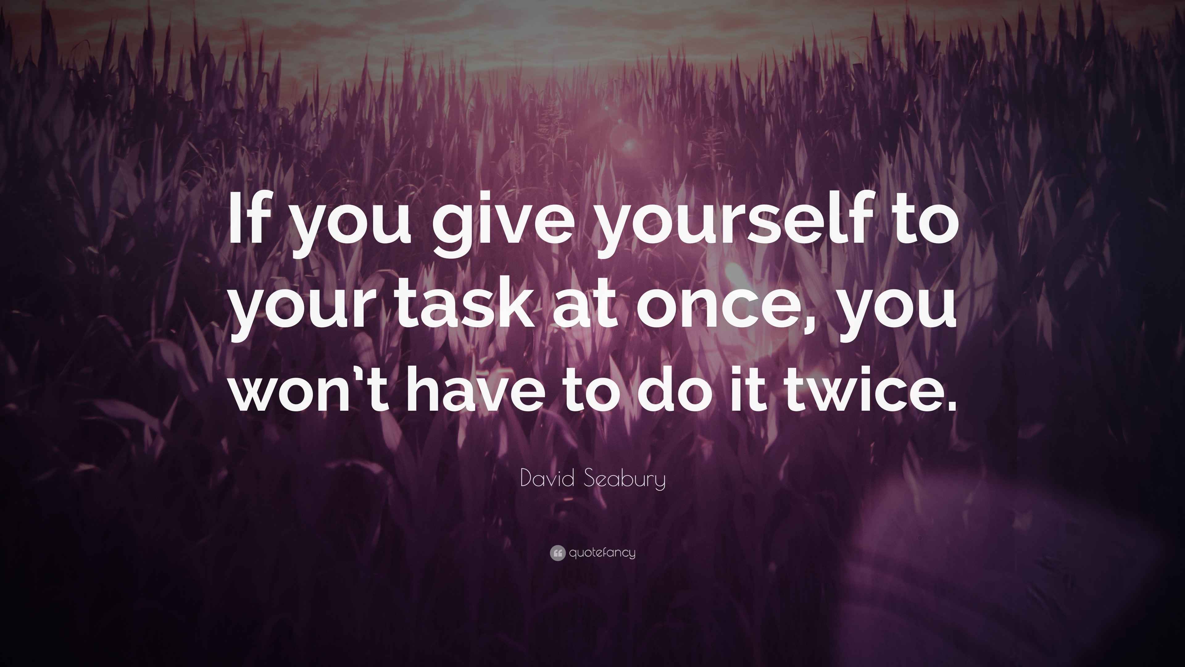 David Seabury Quote: “If you give yourself to your task at once, you ...