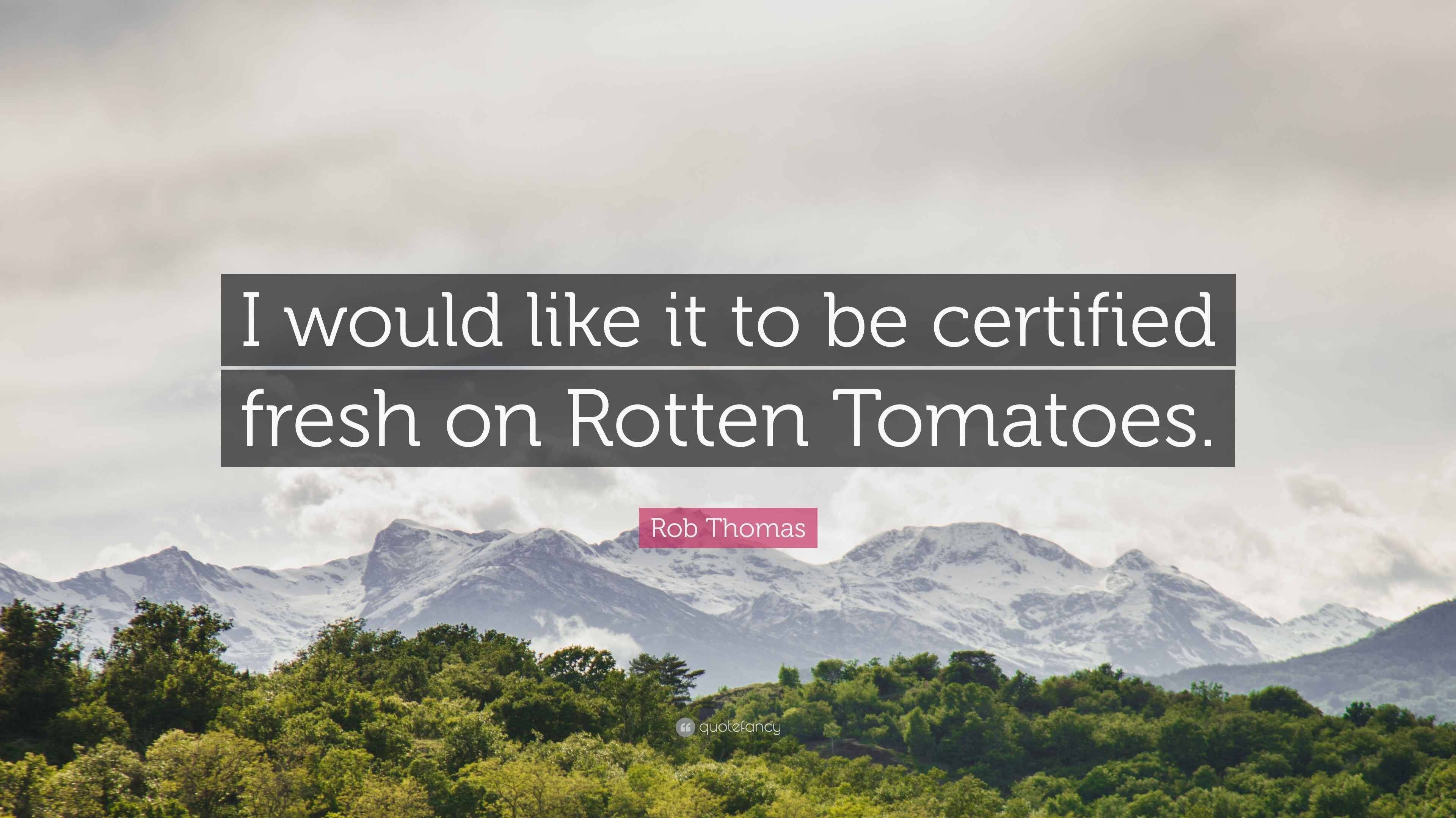 Rob Thomas Quote: “I would like it to be certified fresh on Rotten ...