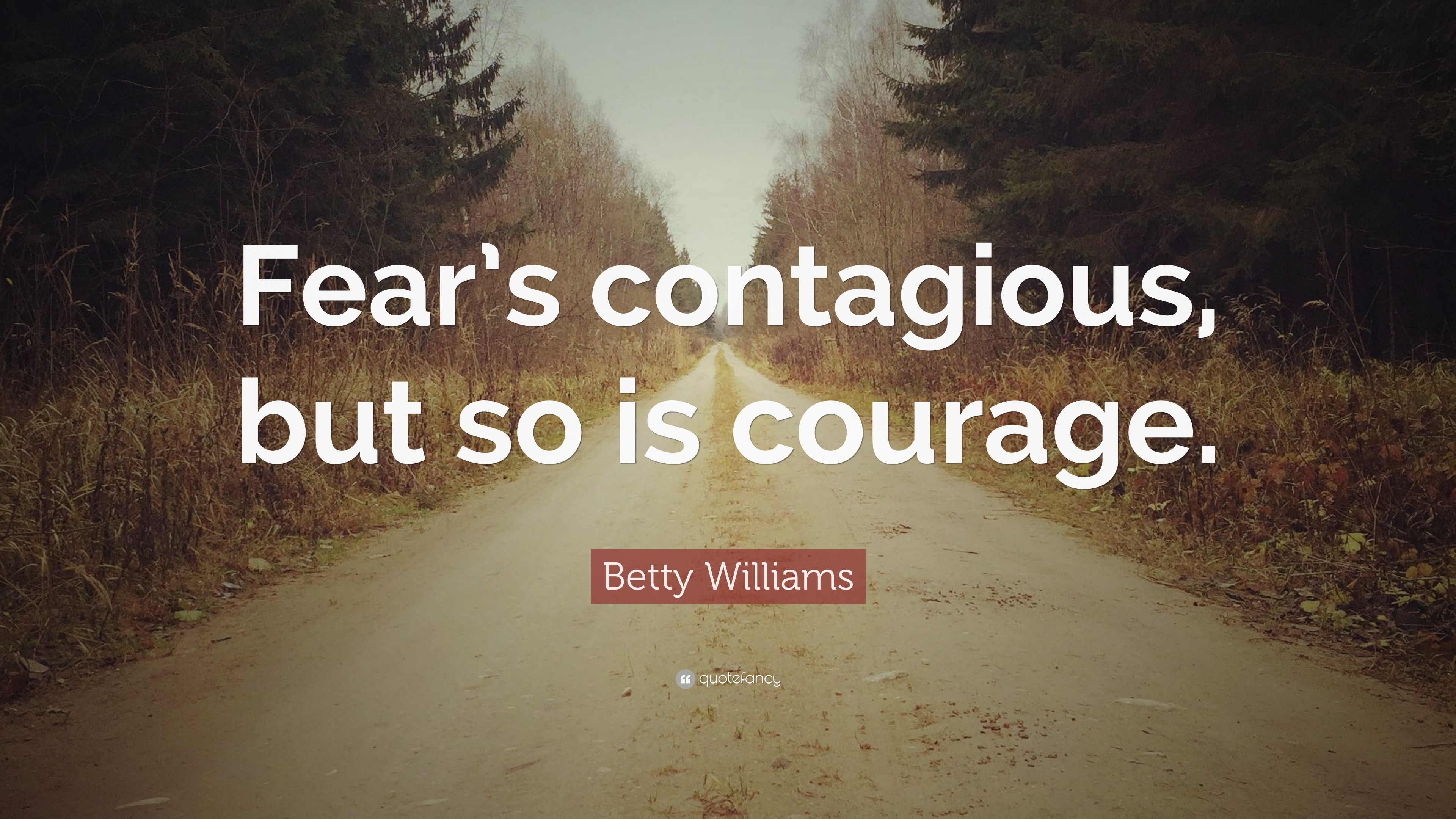 Betty Williams Quote: “Fear’s contagious, but so is courage.”