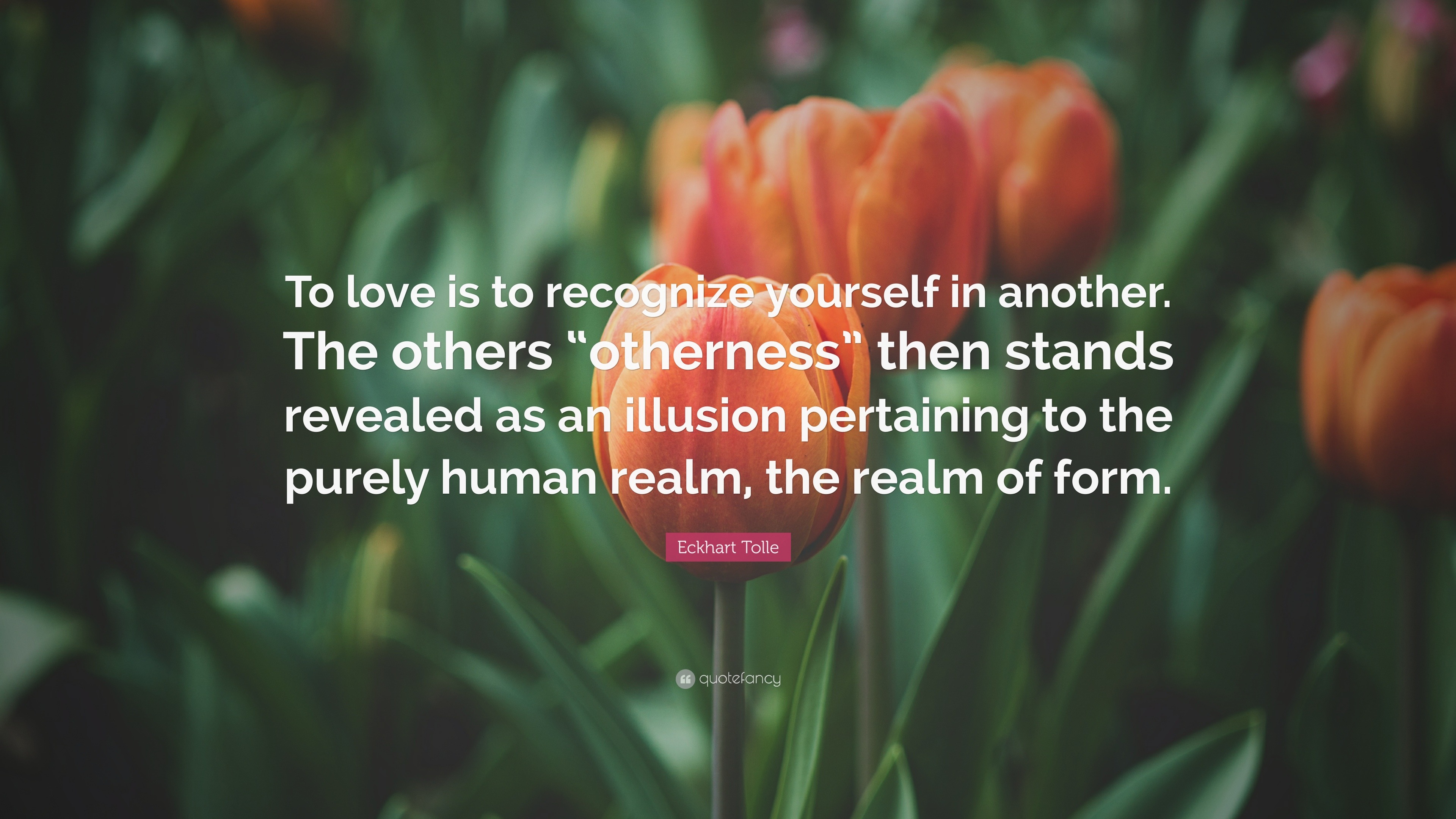 Eckhart Tolle Quote: “To love is to recognize yourself in another. The ...