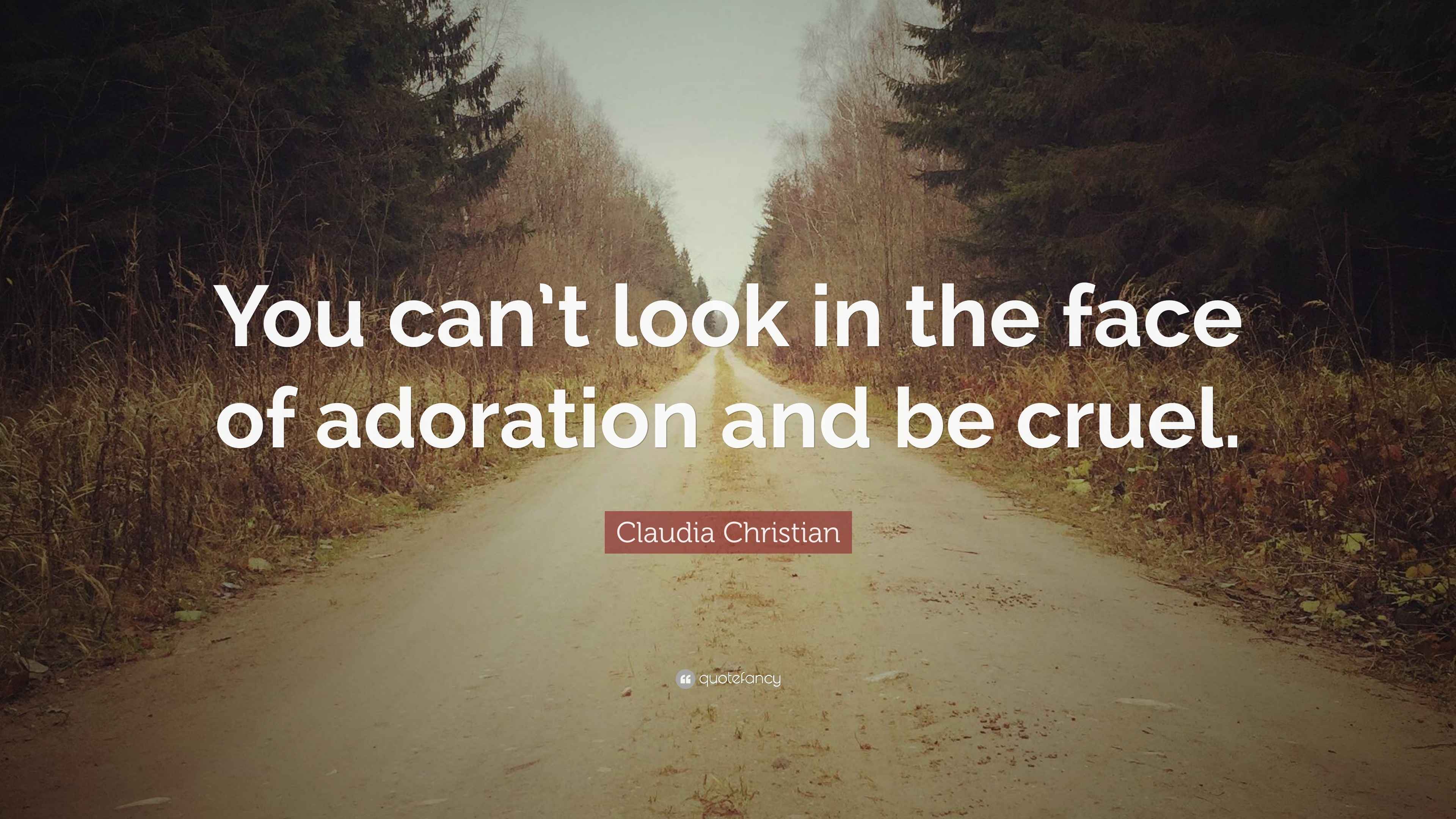 Claudia Christian Quote: “You can’t look in the face of adoration and ...