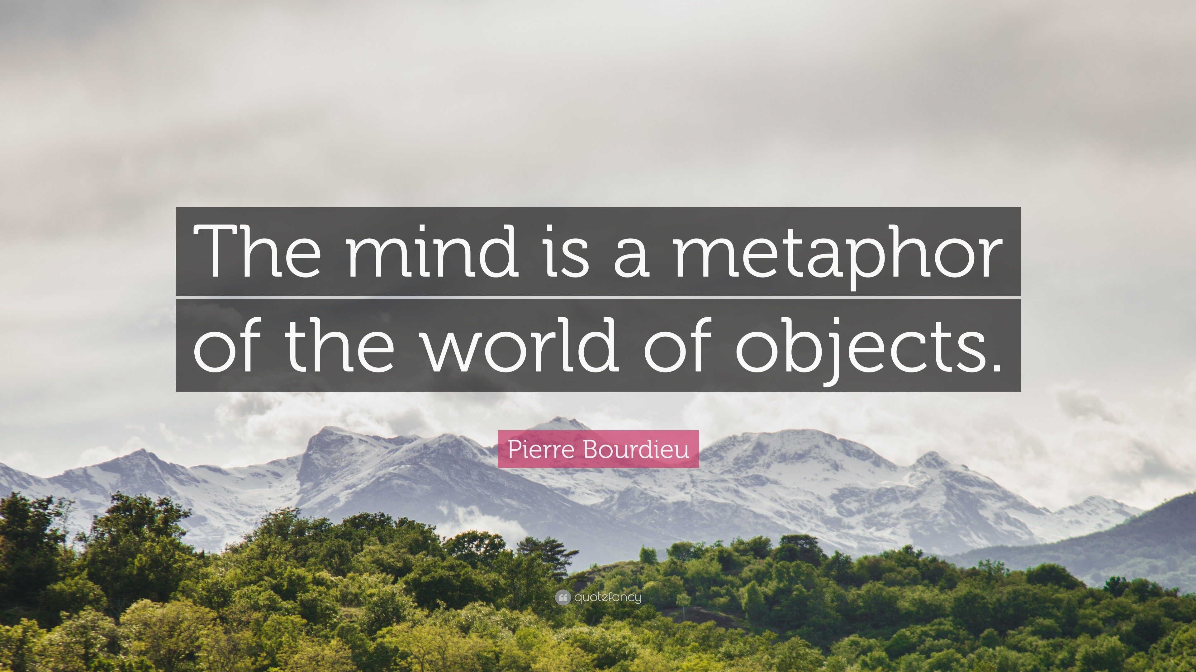 Pierre Bourdieu Quote: “The mind is a metaphor of the world of objects.”