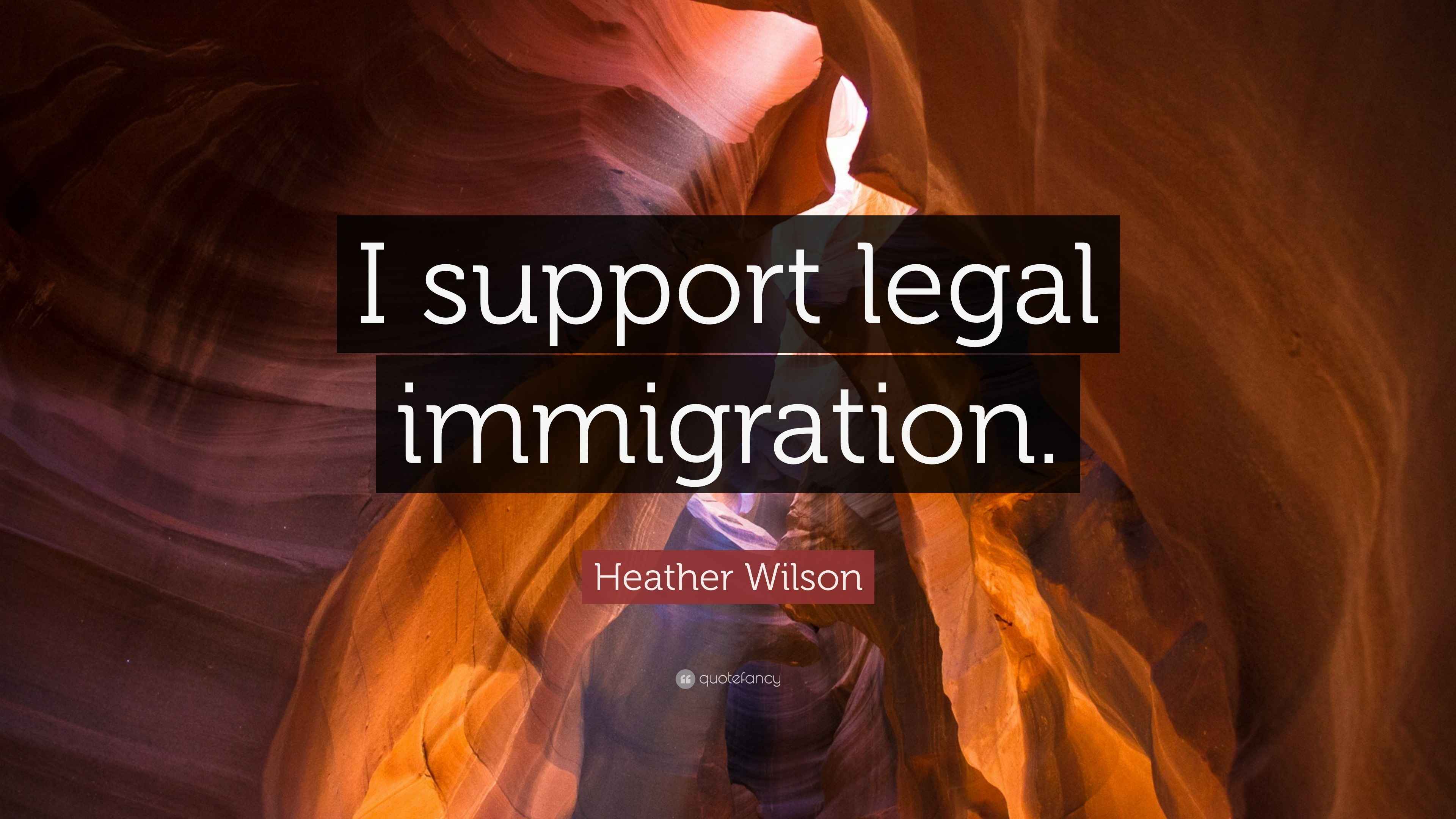 Heather Wilson Quote: “I support legal immigration.”
