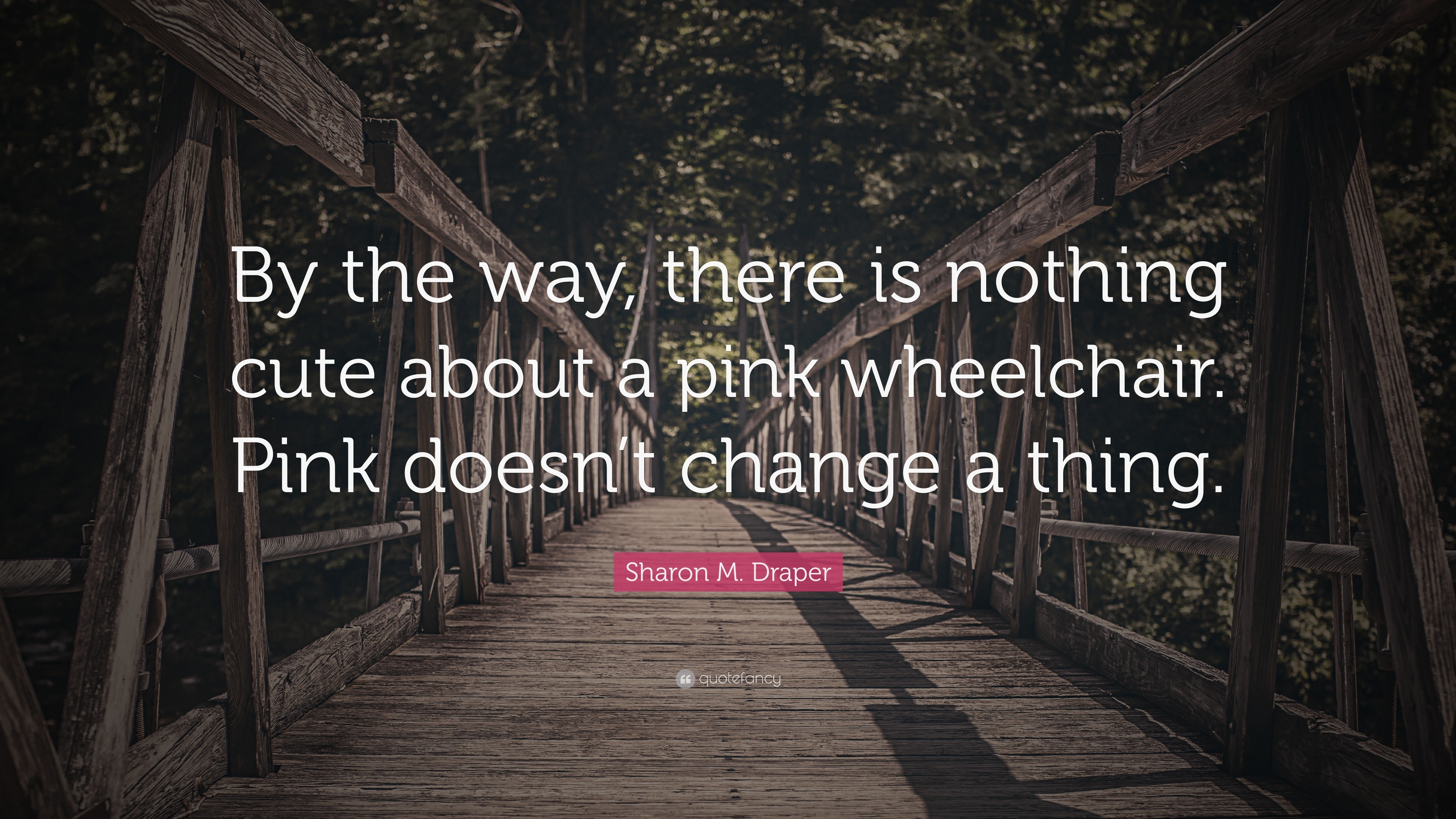 Sharon M. Draper Quote: “By the way, there is nothing cute about a pink ...