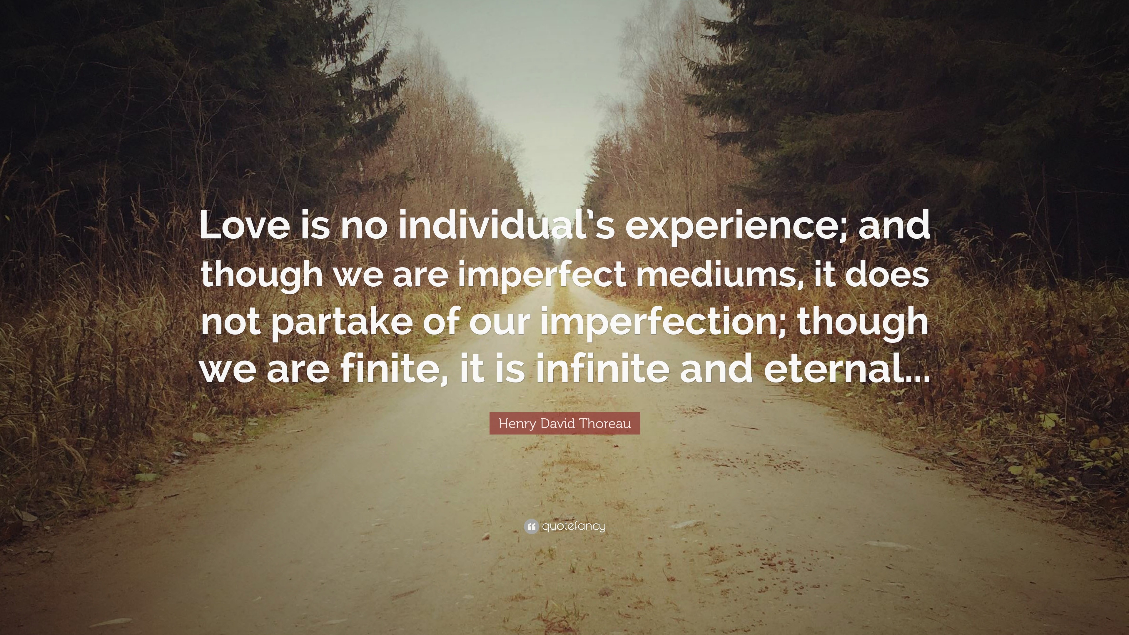 Henry David Thoreau Quote: “Love is no individual’s experience; and ...
