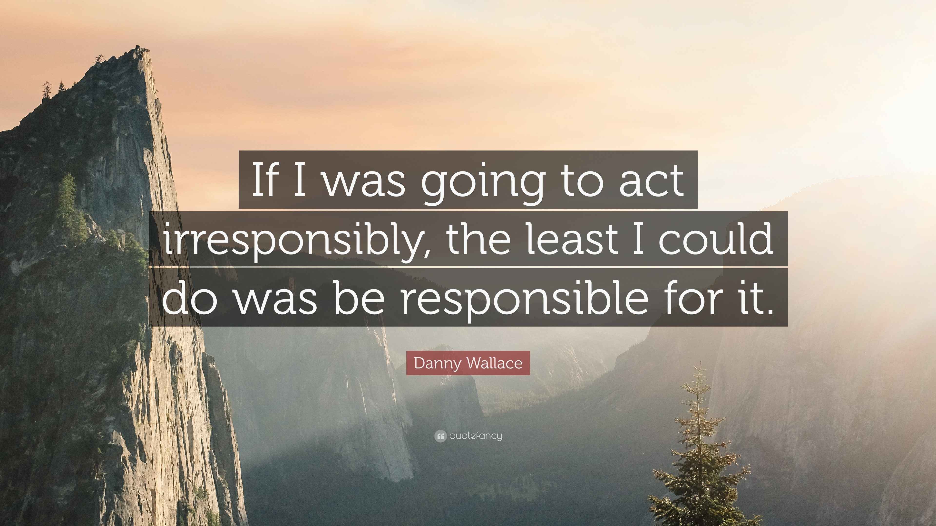 Danny Wallace Quote: “If I was going to act irresponsibly, the least I ...