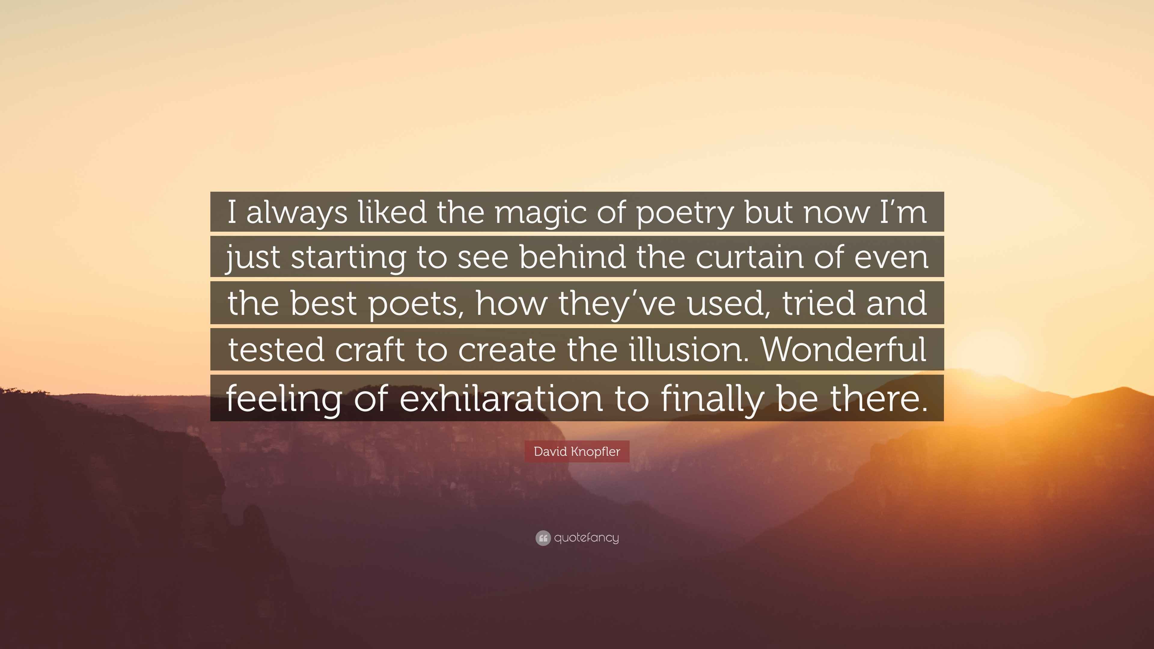 David Knopfler Quote: “I always liked the magic of poetry but now I’m ...