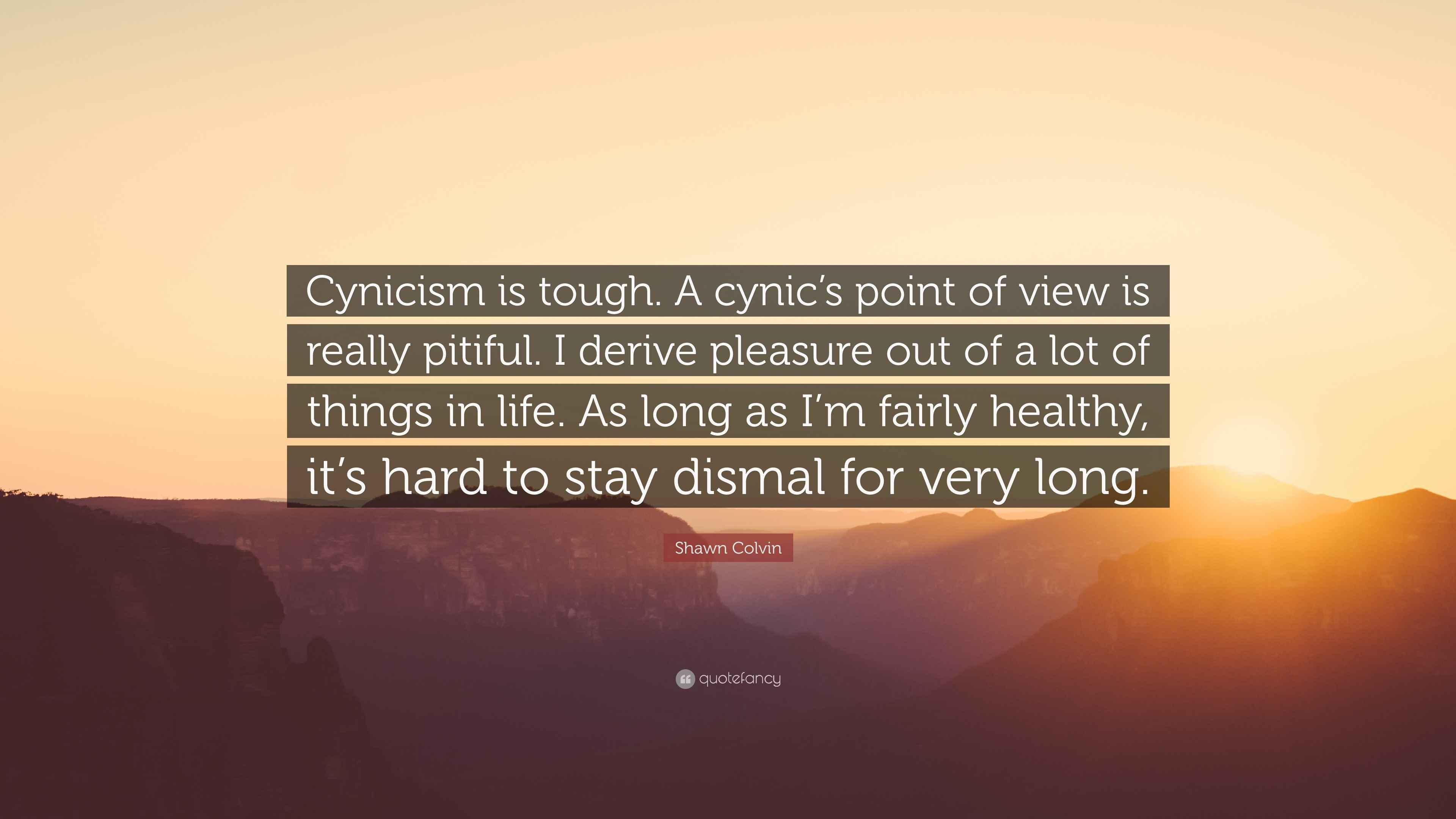 Shawn Colvin Quote: “Cynicism is tough. A cynic’s point of view is ...