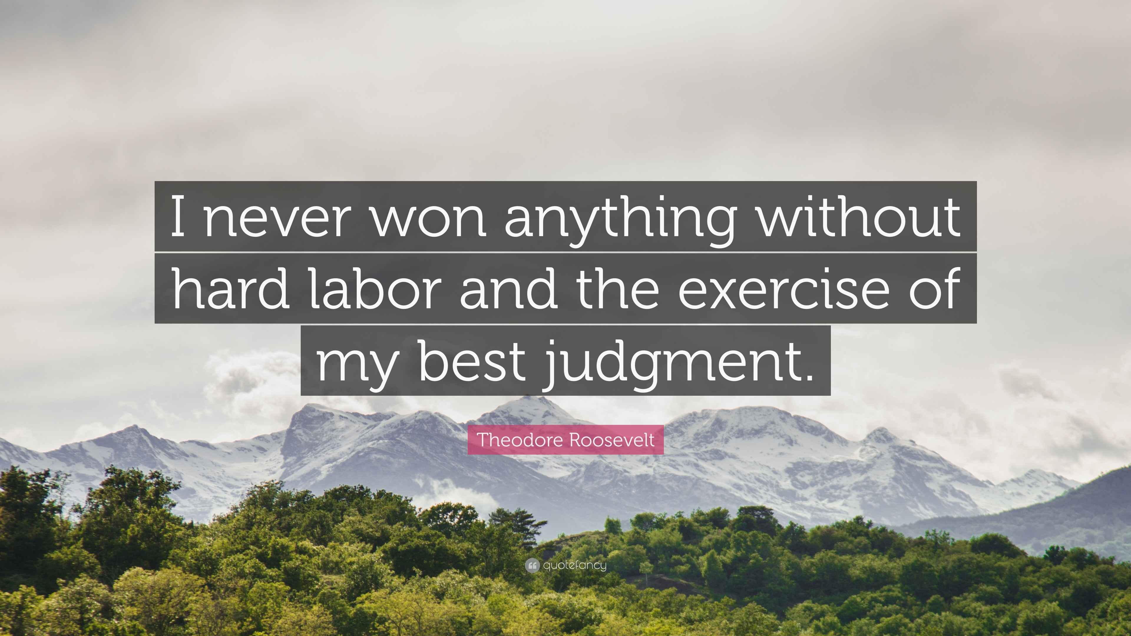 Theodore Roosevelt Quote: “I never won anything without hard labor and ...