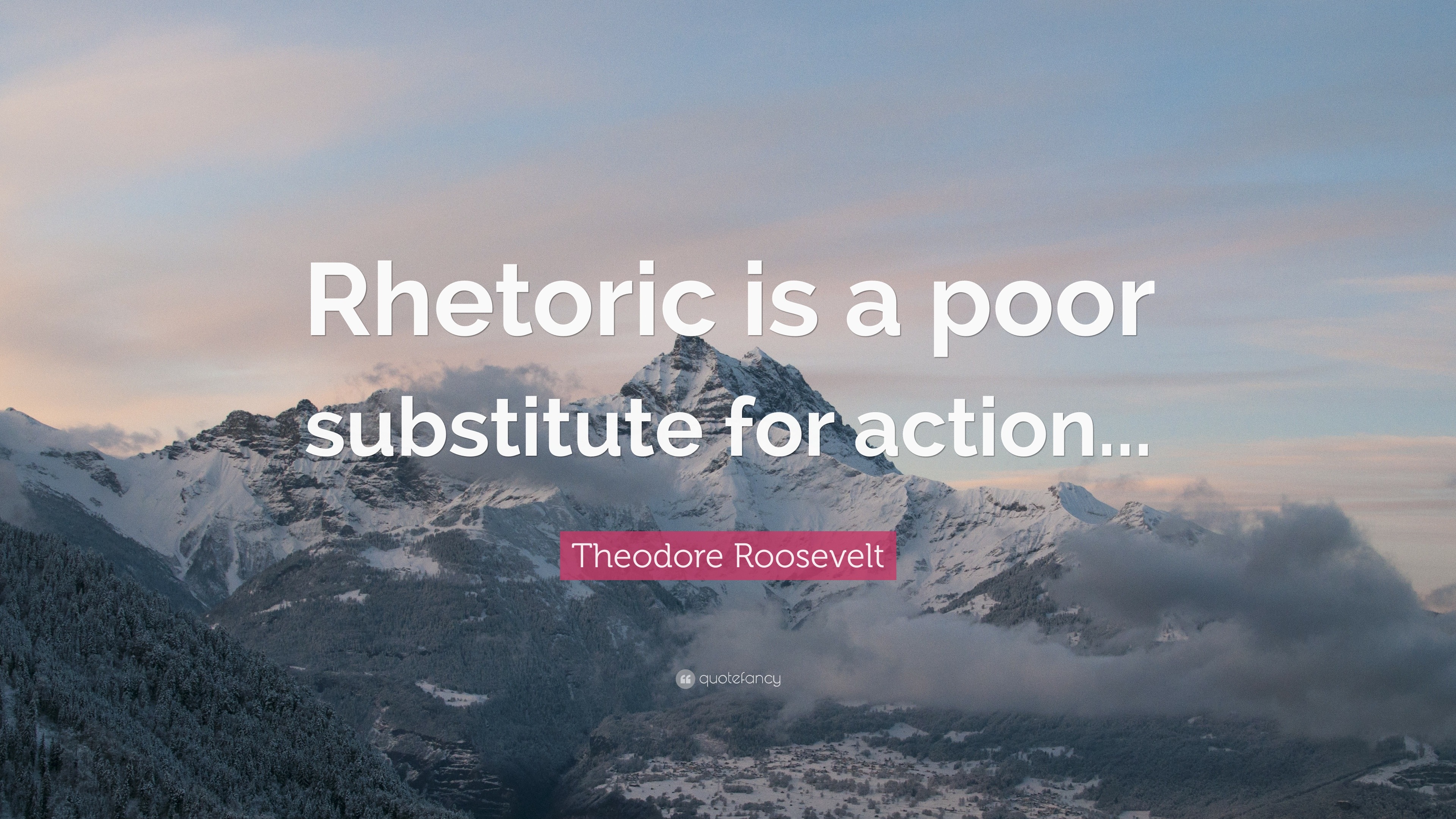 Theodore Roosevelt Quote: “Rhetoric is a poor substitute for action...”