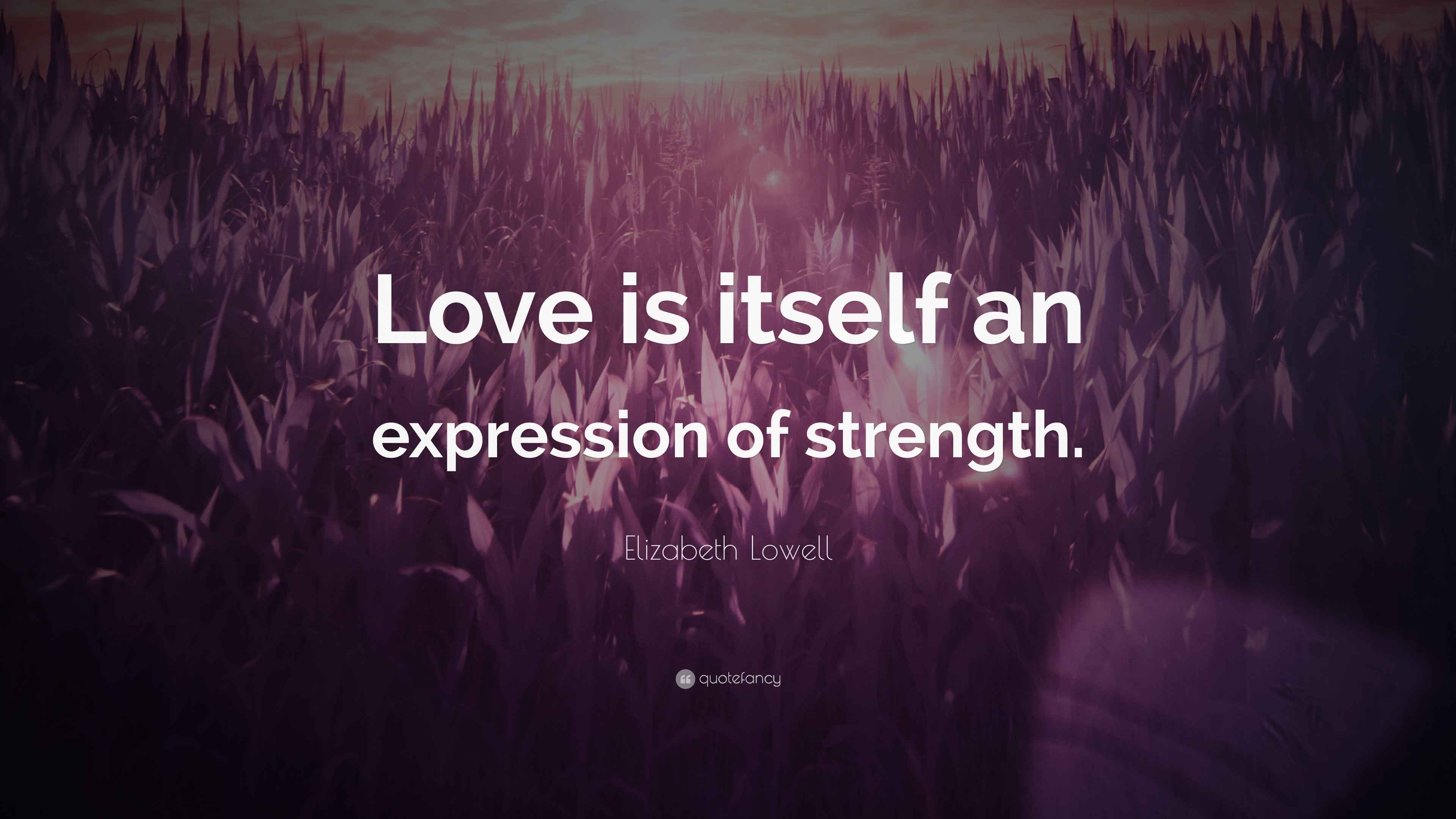 Elizabeth Lowell Quote: “Love is itself an expression of strength.”