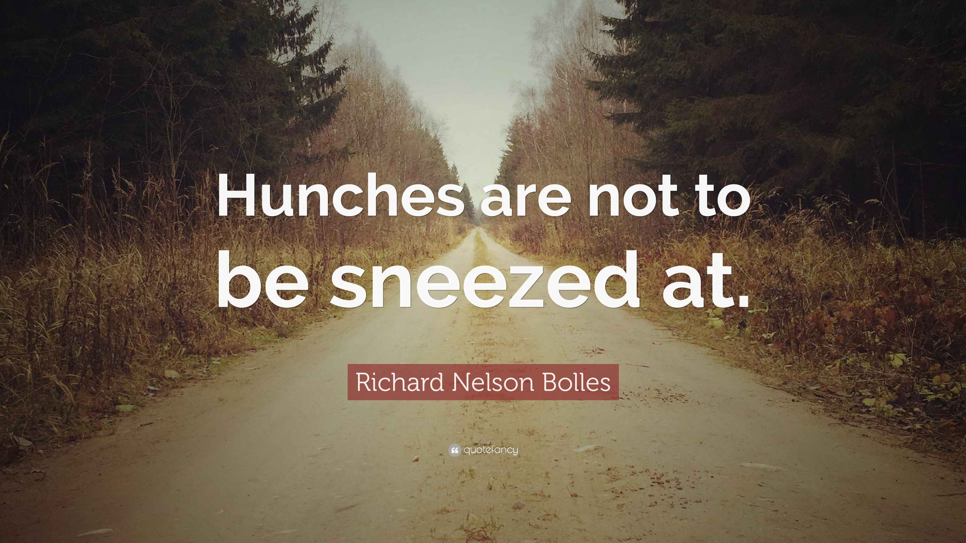 Richard Nelson Bolles Quote: “Hunches are not to be sneezed at.”