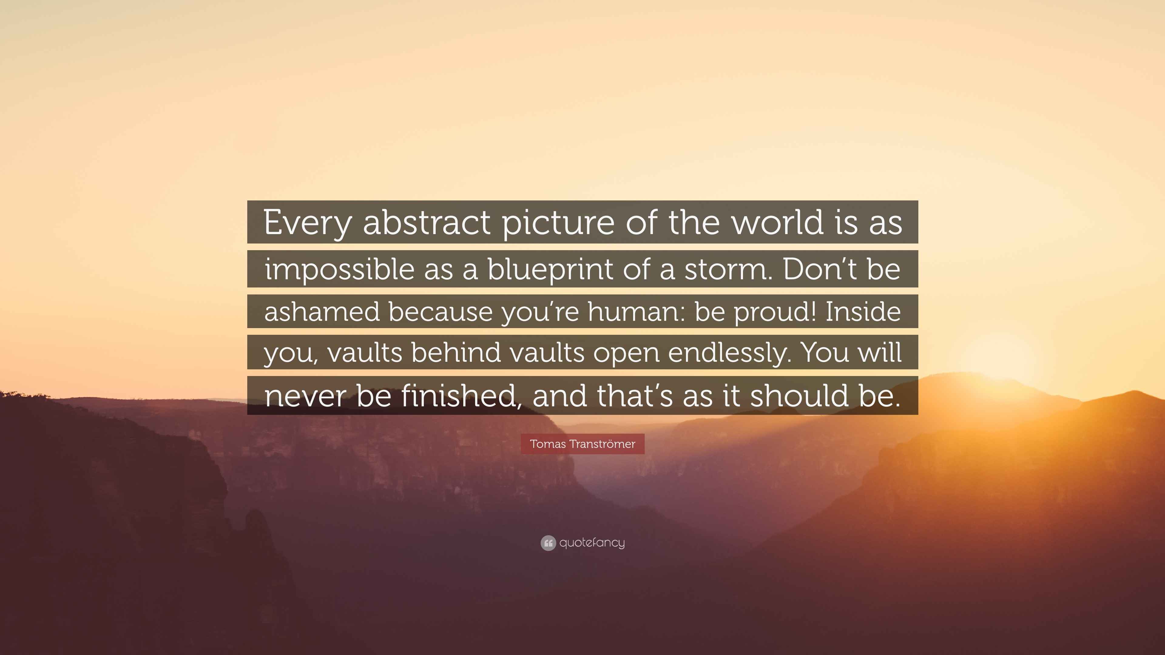 Tomas Tranströmer Quote: “Every abstract picture of the world is as ...