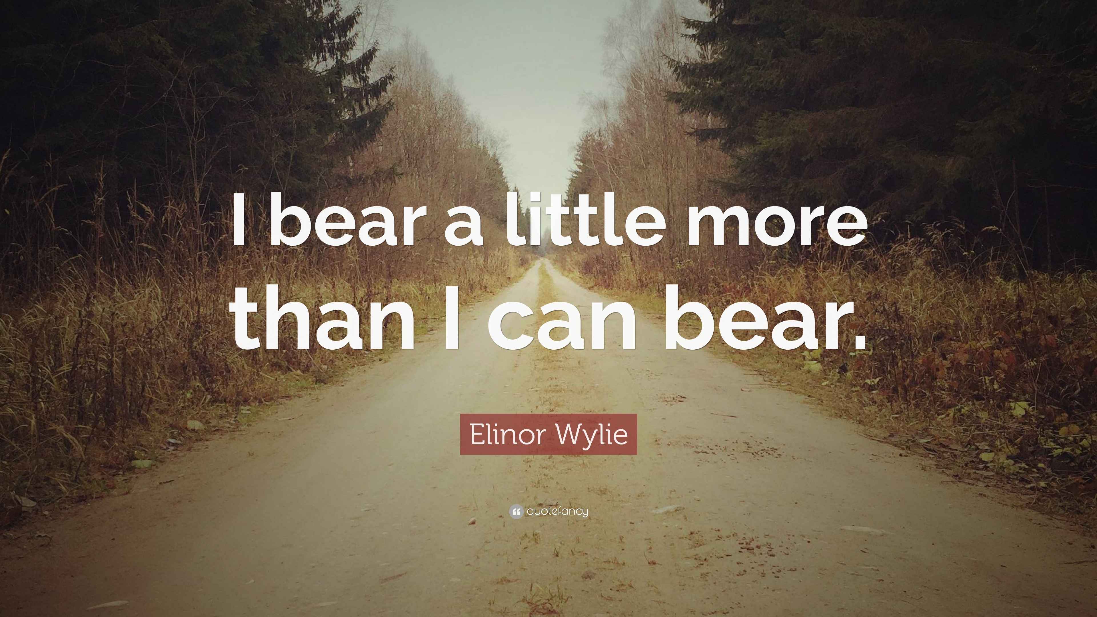 Elinor Wylie Quote: “I bear a little more than I can bear.”