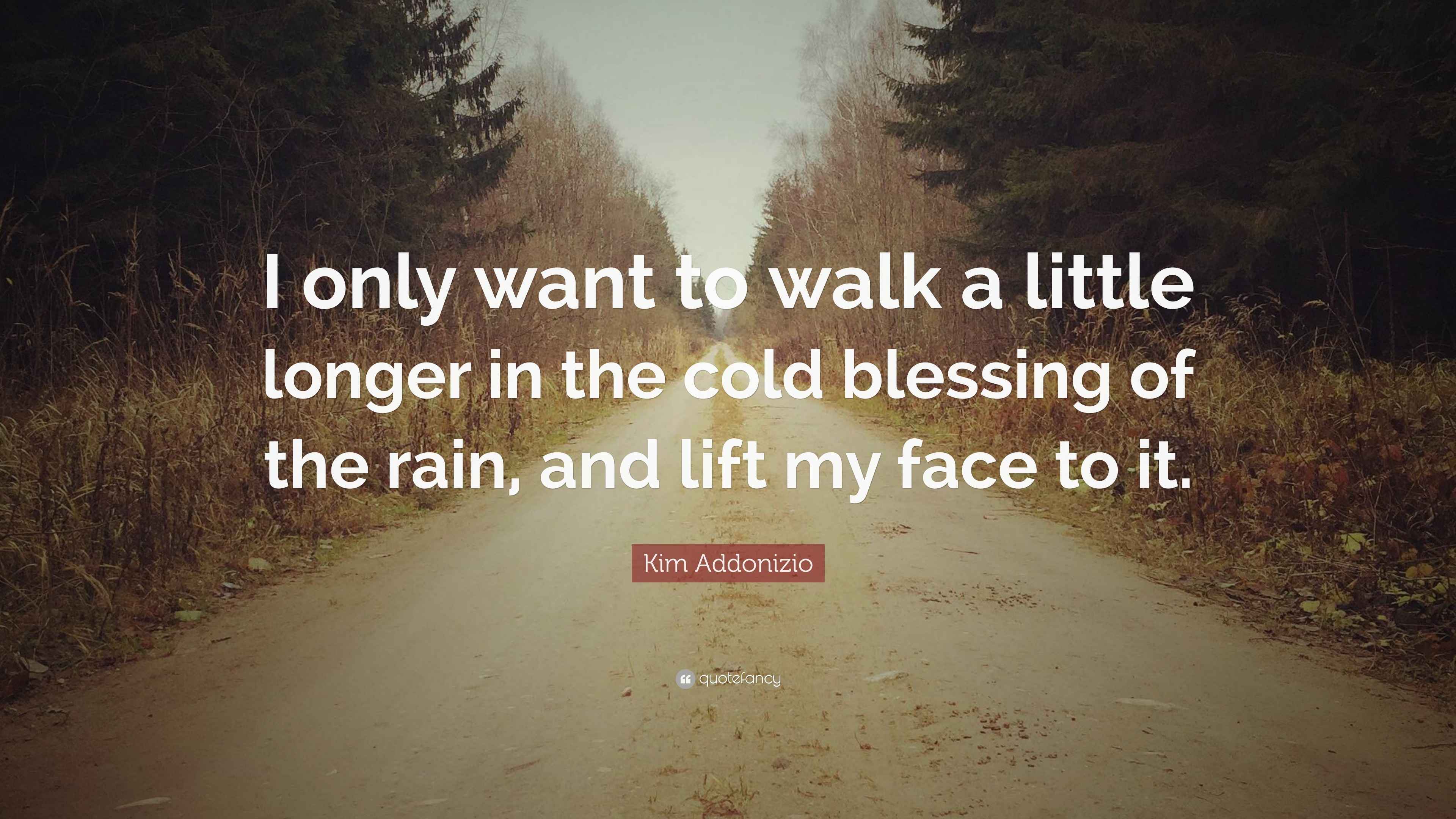 Kim Addonizio Quote: “I only want to walk a little longer in the cold ...