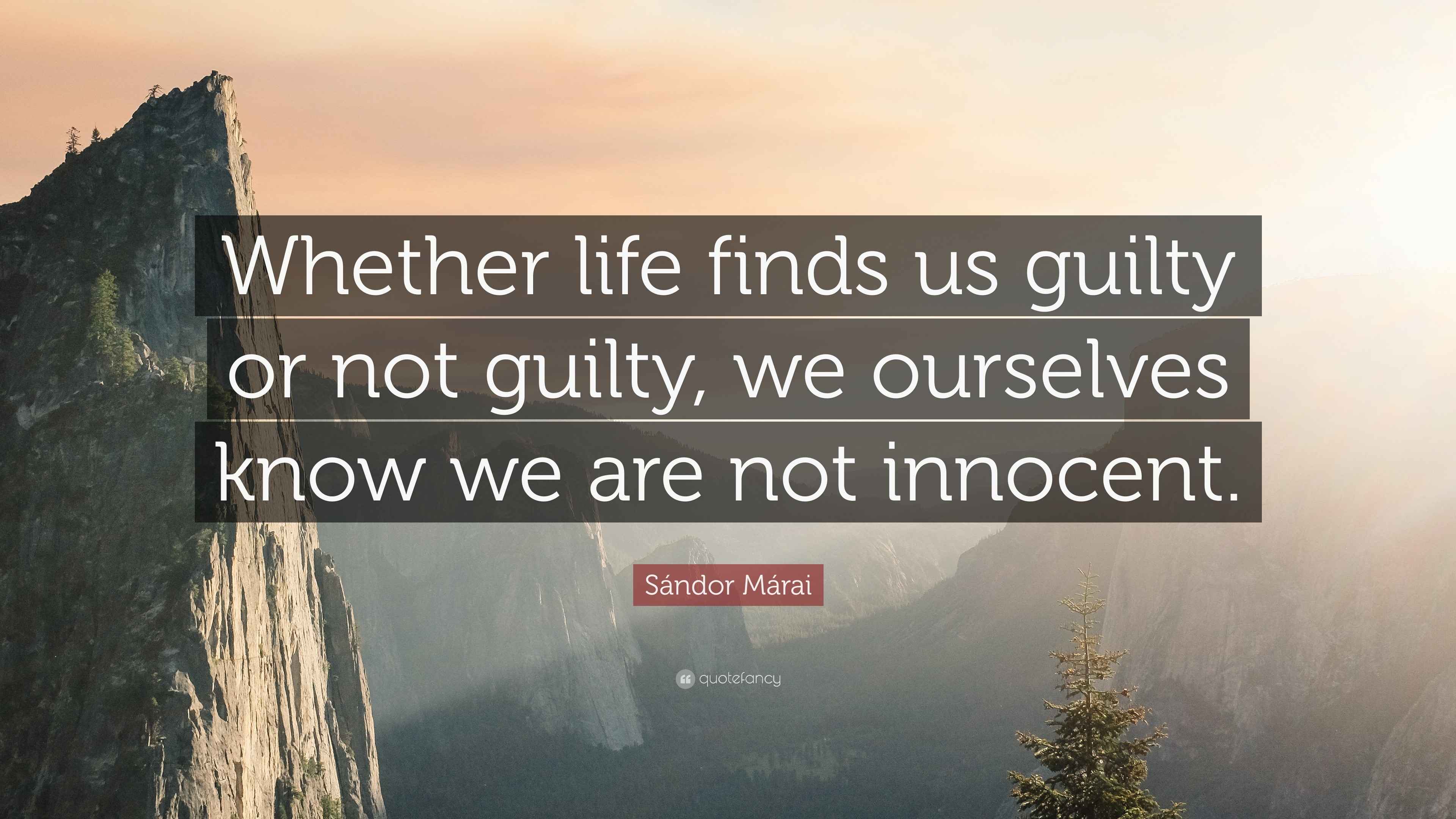 Sándor Márai Quote: “Whether life finds us guilty or not guilty, we ...