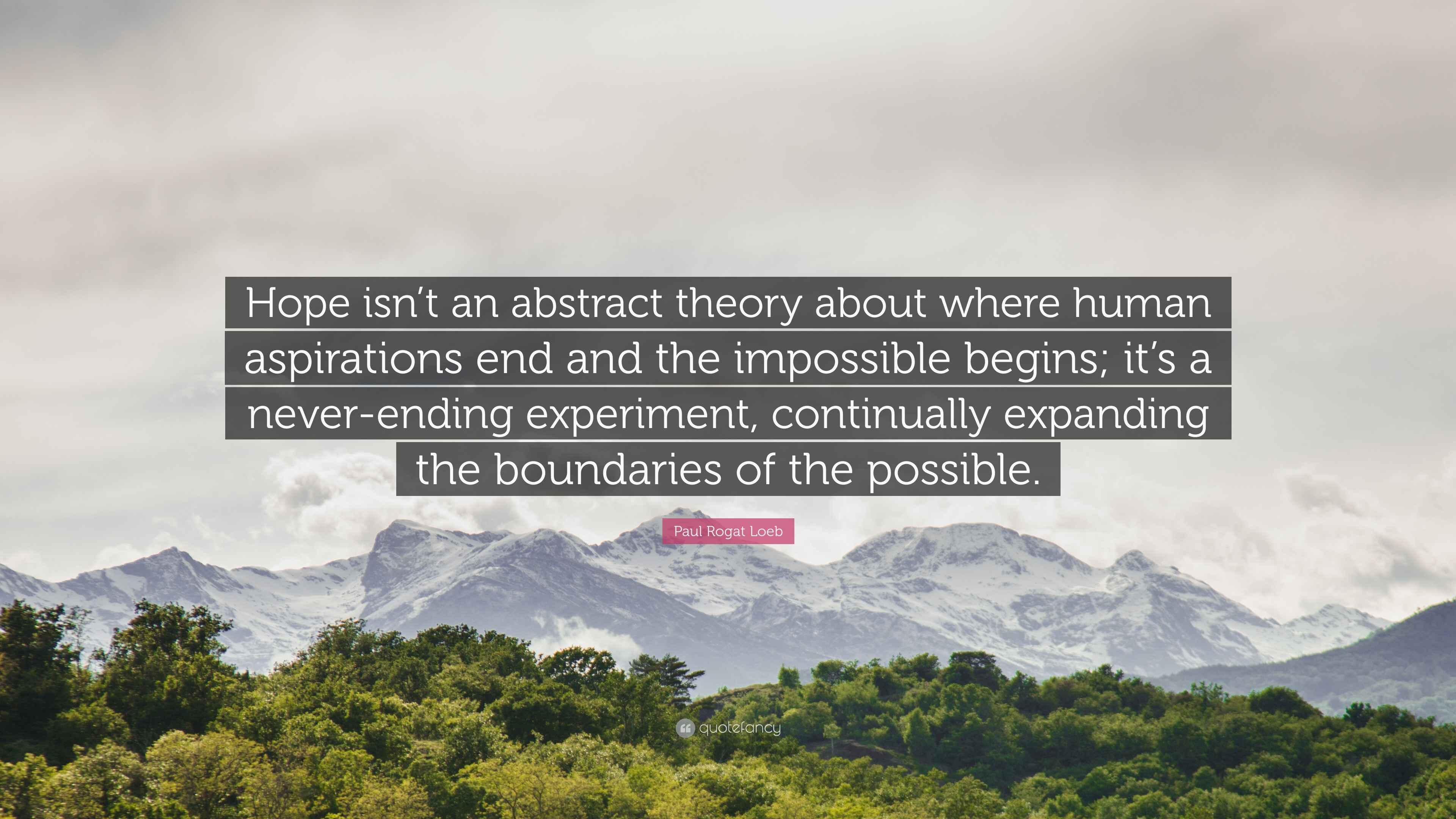 Paul Rogat Loeb Quote: “Hope isn’t an abstract theory about where human ...