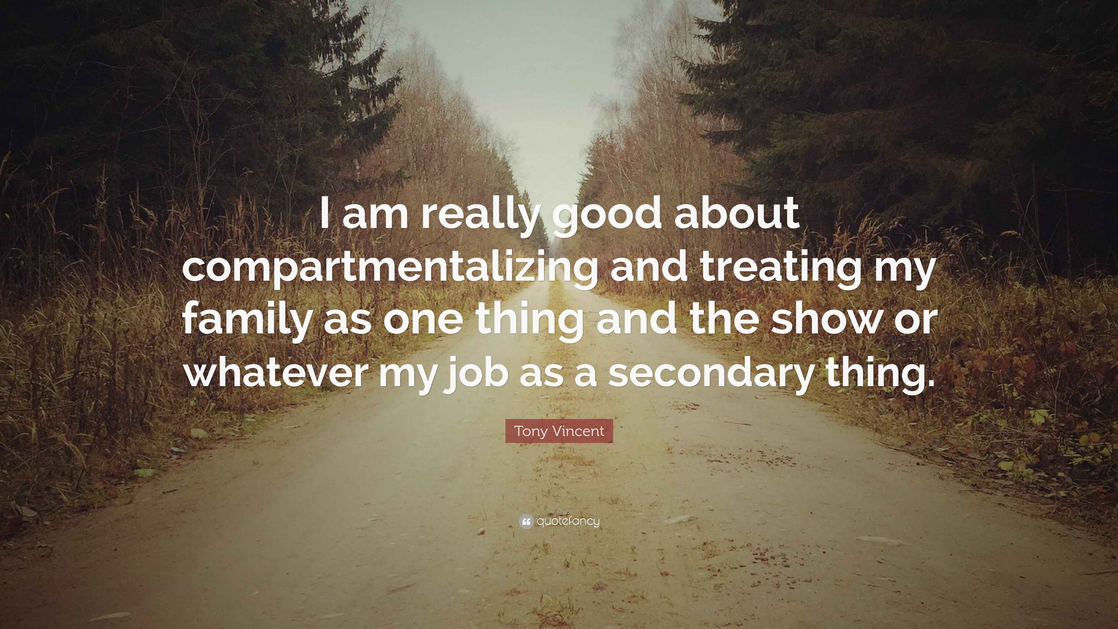Tony Vincent Quote: “I am really good about compartmentalizing and ...