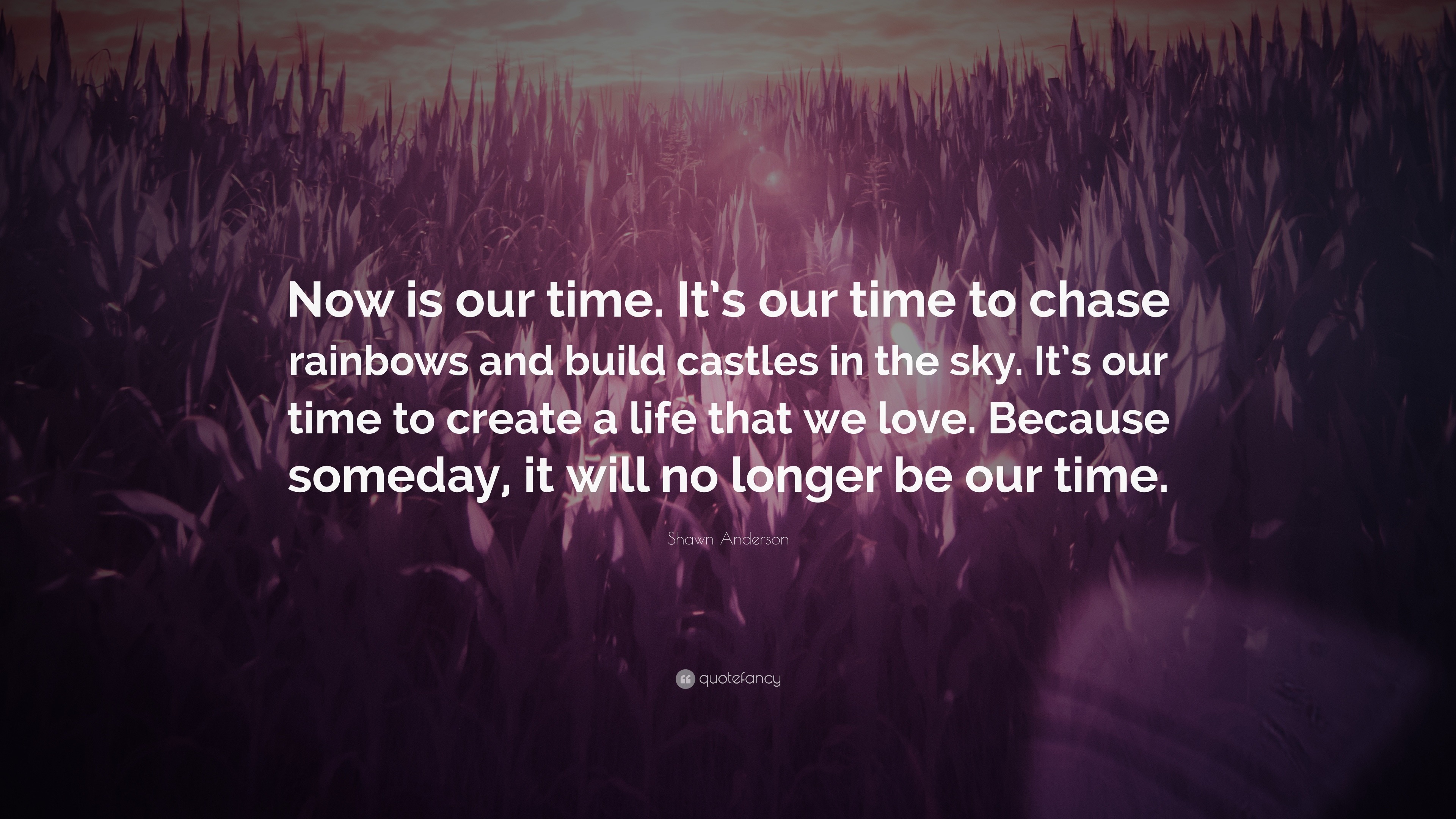 Shawn Anderson Quote: “Now is our time. It’s our time to chase rainbows ...