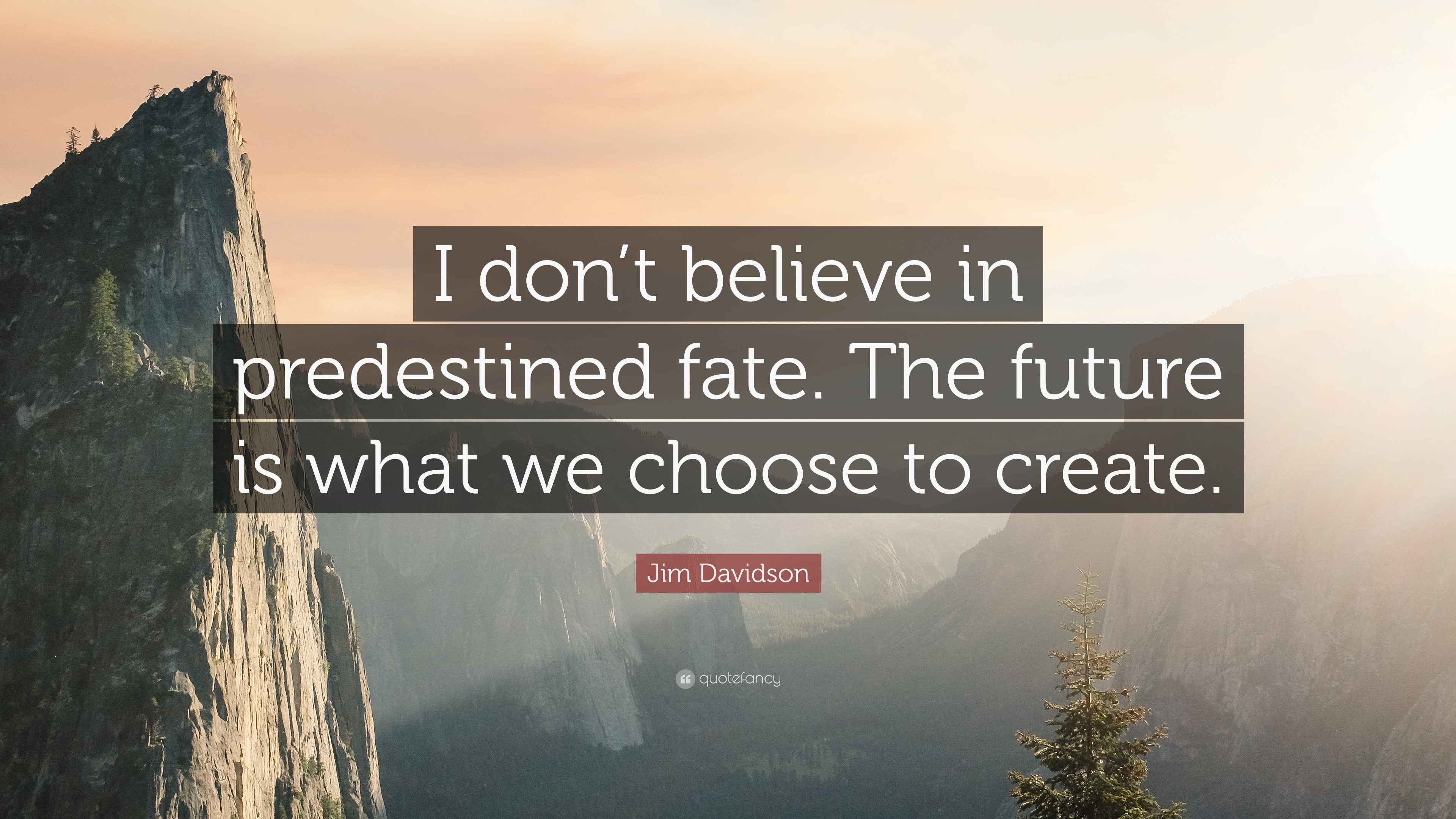 Jim Davidson Quote: “I don’t believe in predestined fate. The future is ...