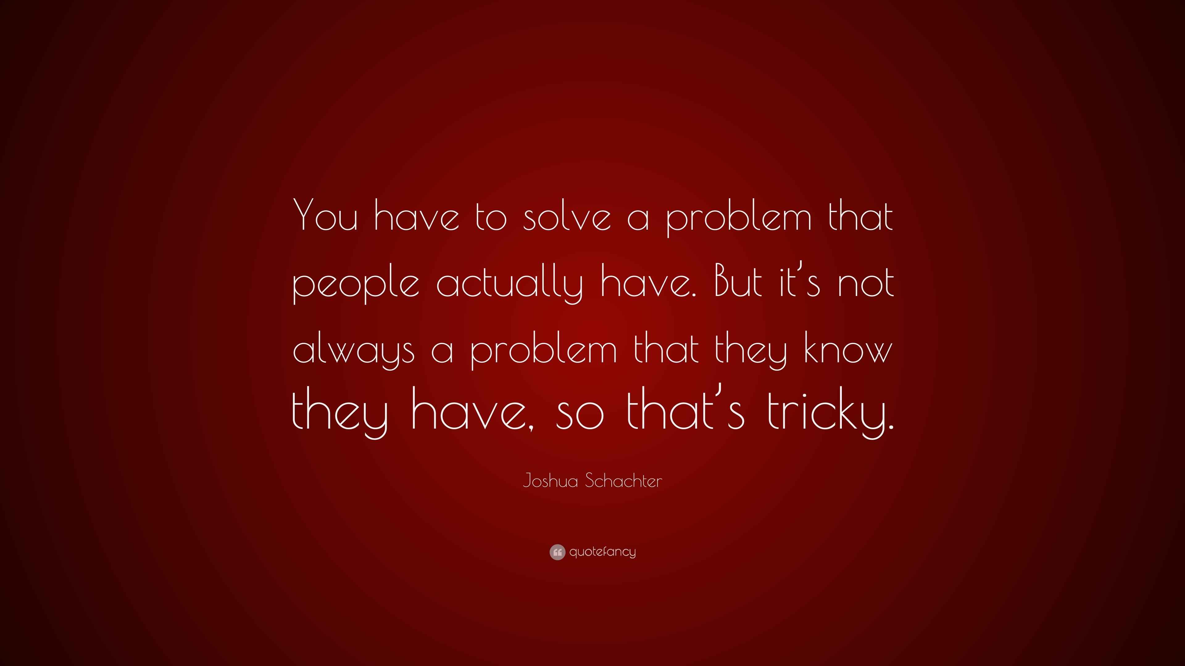 Joshua Schachter Quote: “You have to solve a problem that people ...