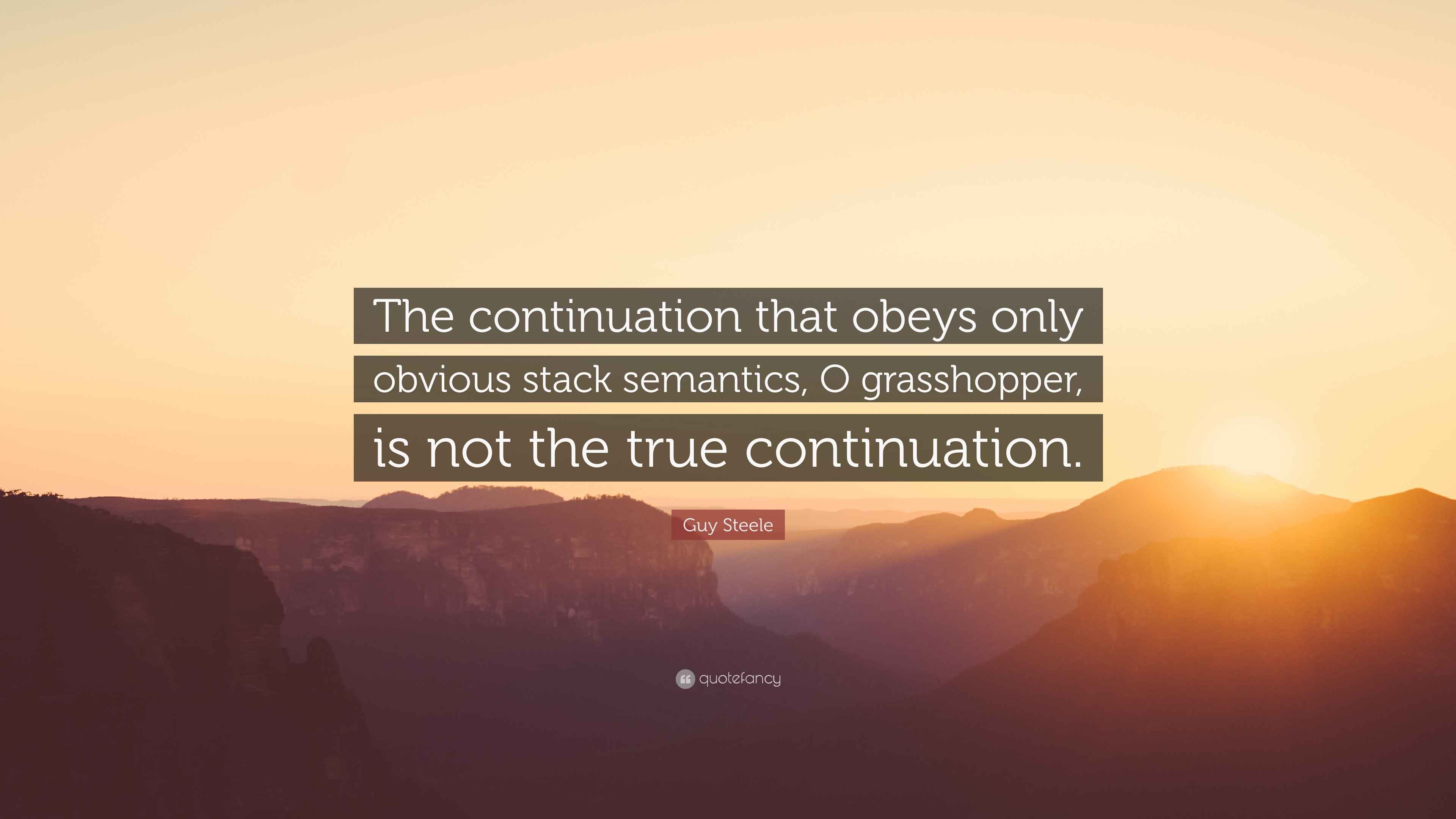 Guy Steele Quote: “The continuation that obeys only obvious stack ...