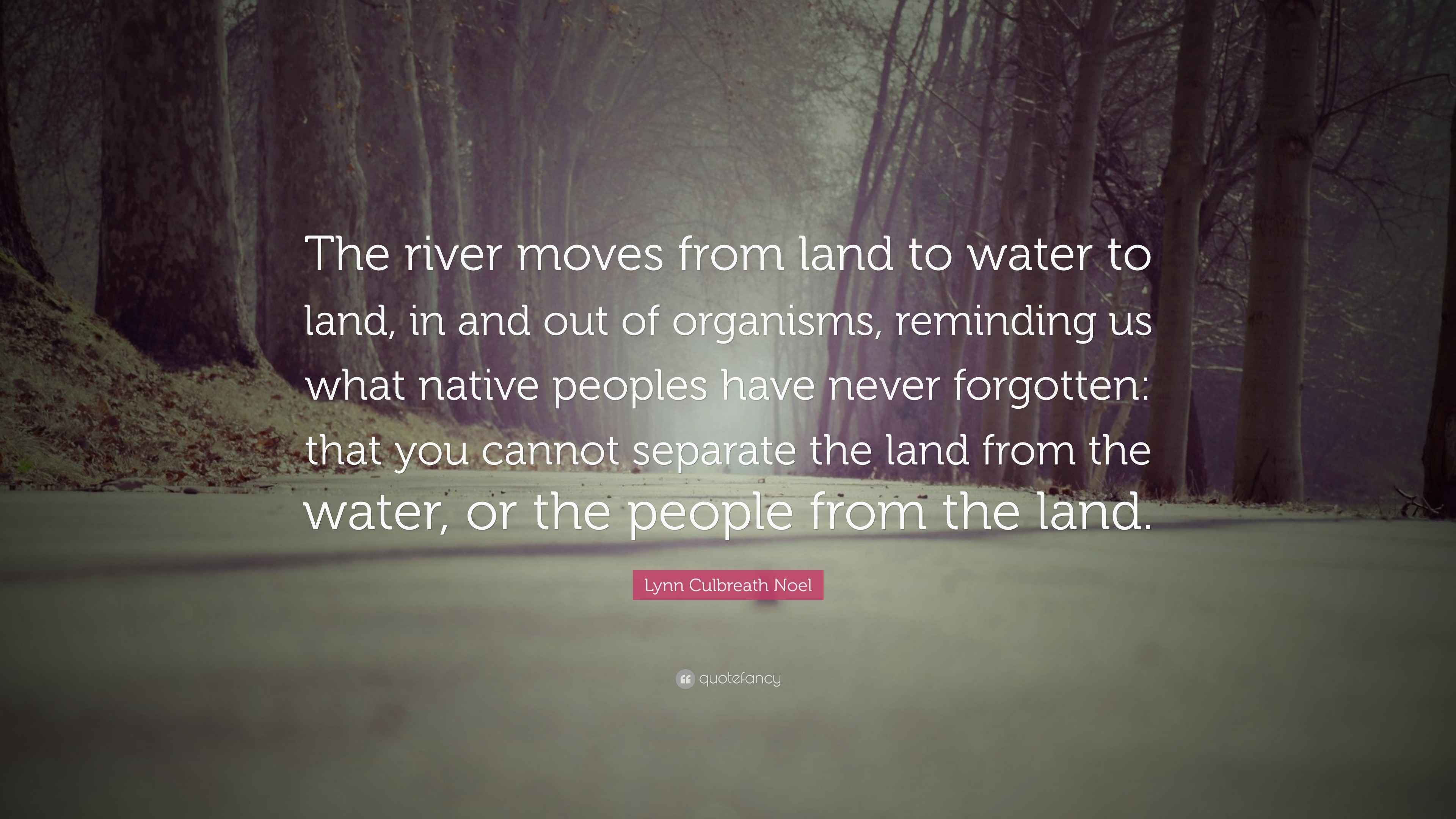 Lynn Culbreath Noel Quote: “The river moves from land to water to land ...