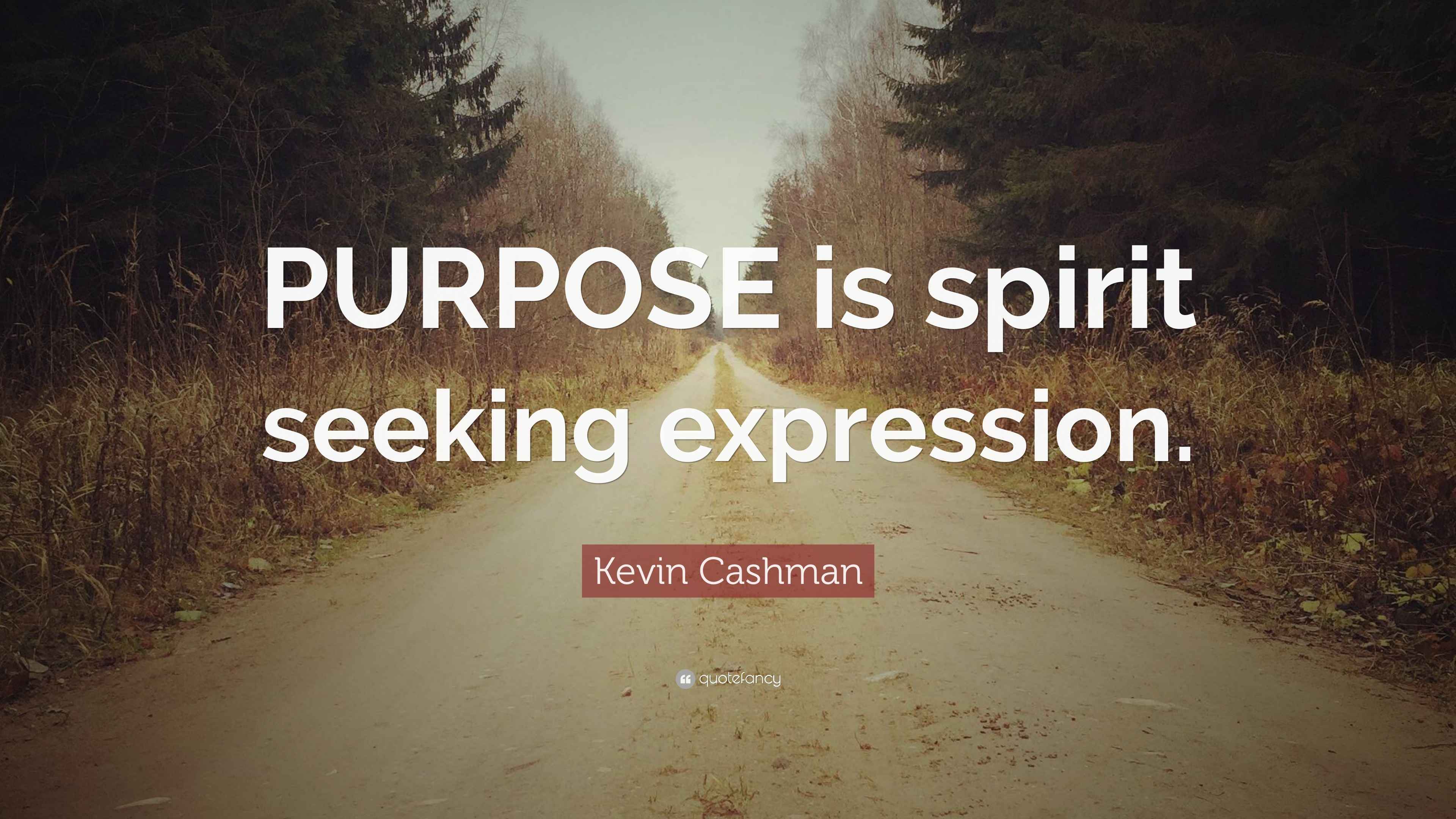 Kevin Cashman Quote: “PURPOSE is spirit seeking expression.”
