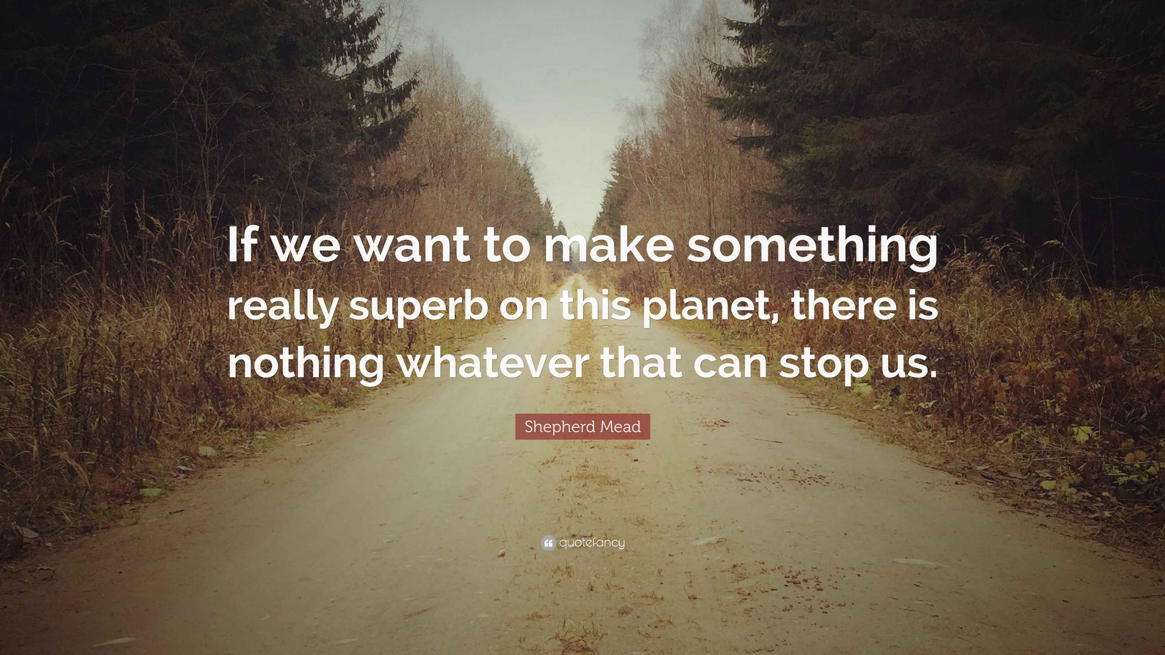 Shepherd Mead Quote: “If we want to make something really superb on ...