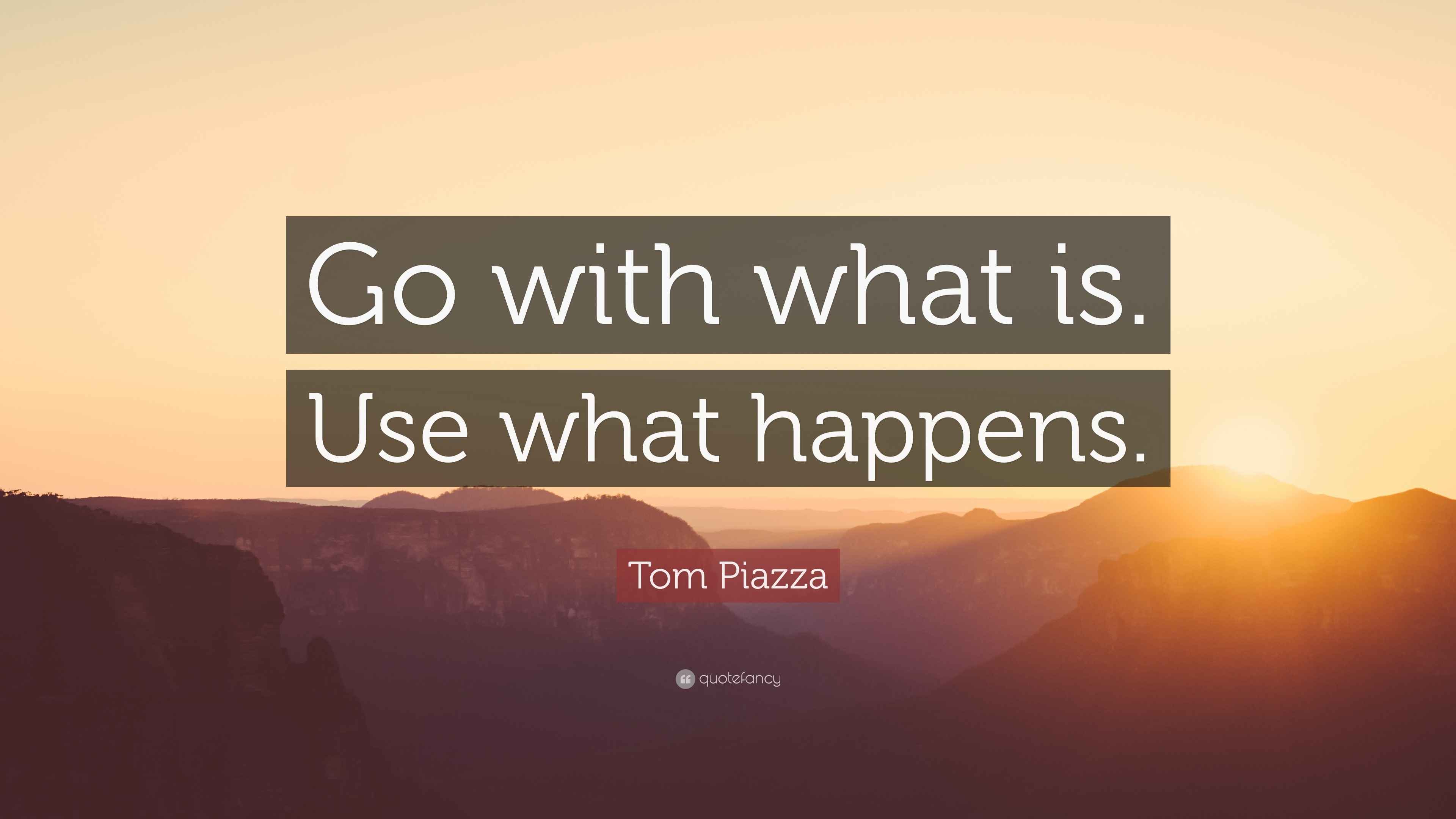 Tom Piazza Quote: “Go with what is. Use what happens.”