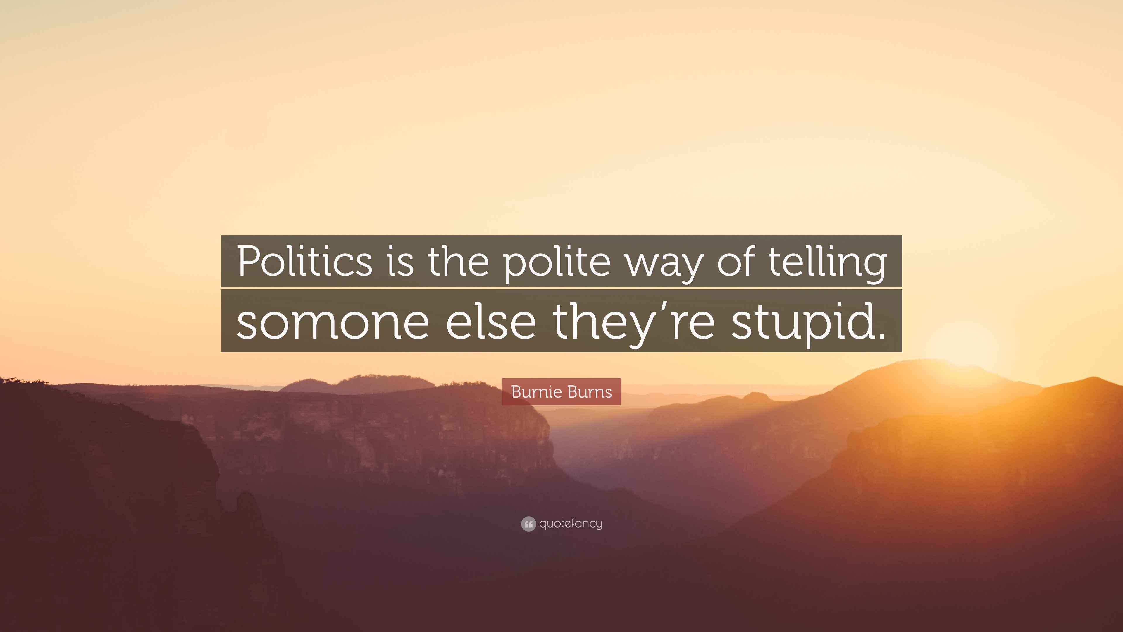 Burnie Burns Quote: “Politics is the polite way of telling somone else ...