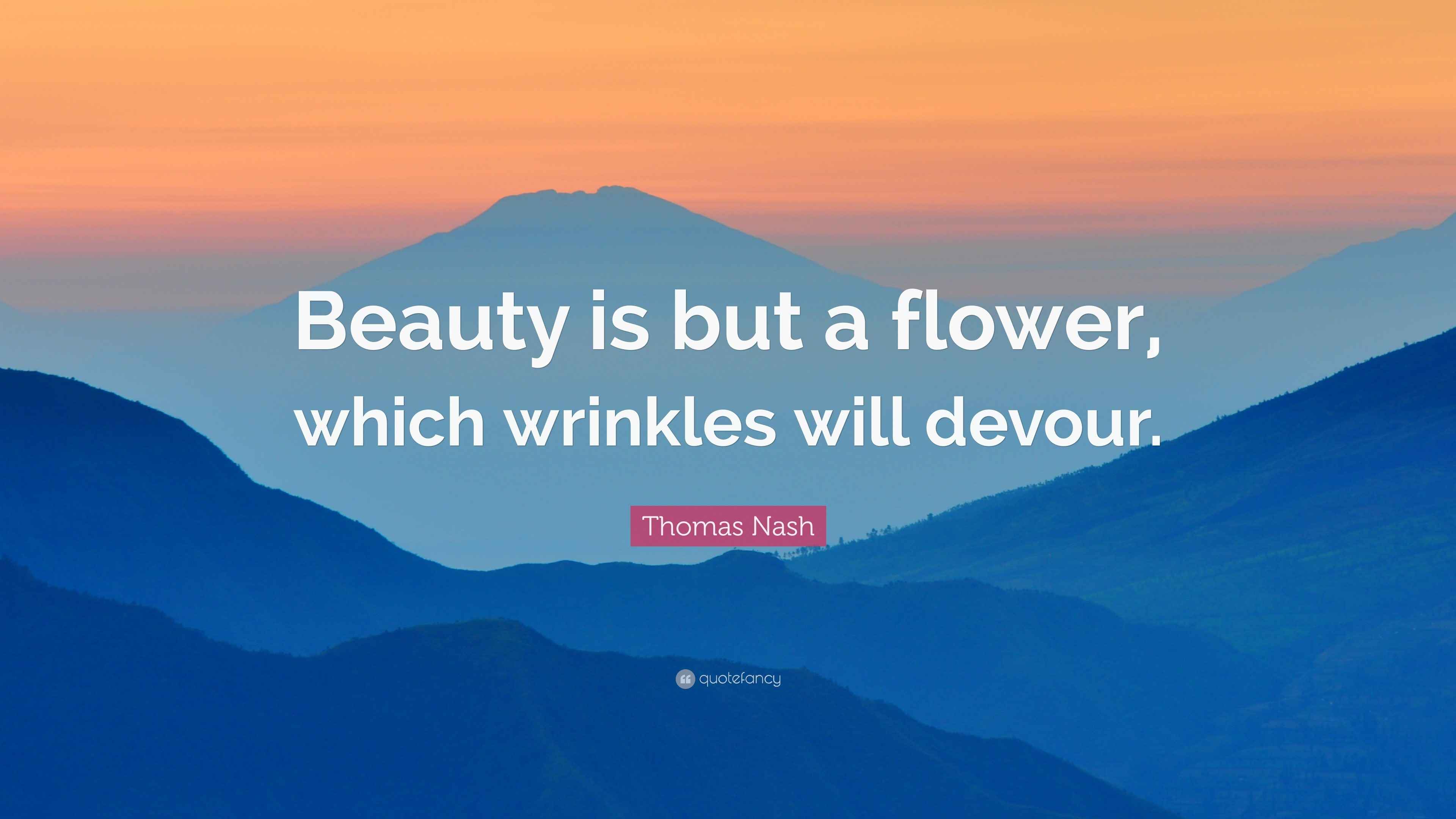 Thomas Nash Quote: “Beauty is but a flower, which wrinkles will devour.”