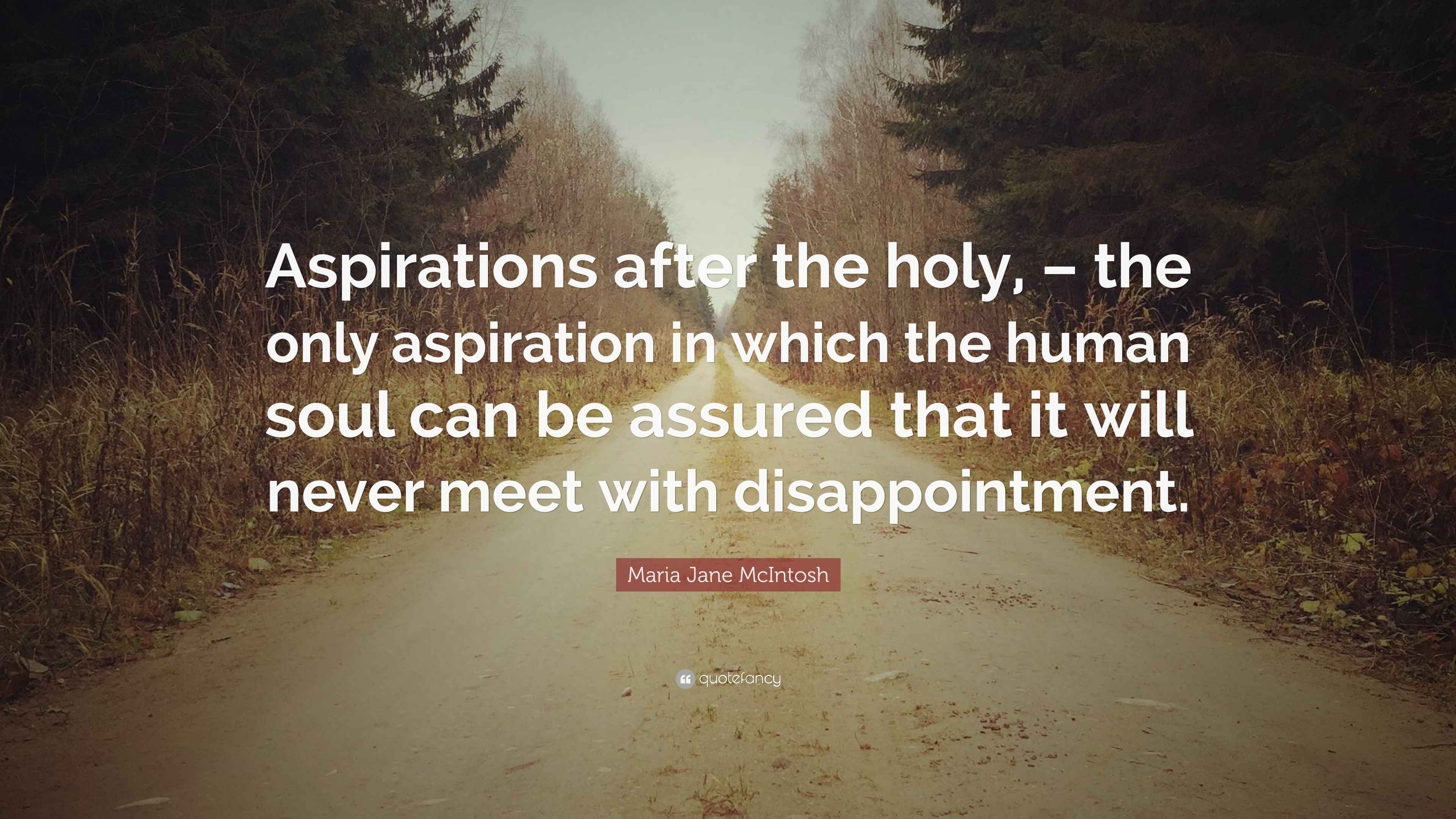 Maria Jane McIntosh Quote: “Aspirations after the holy, – the only ...