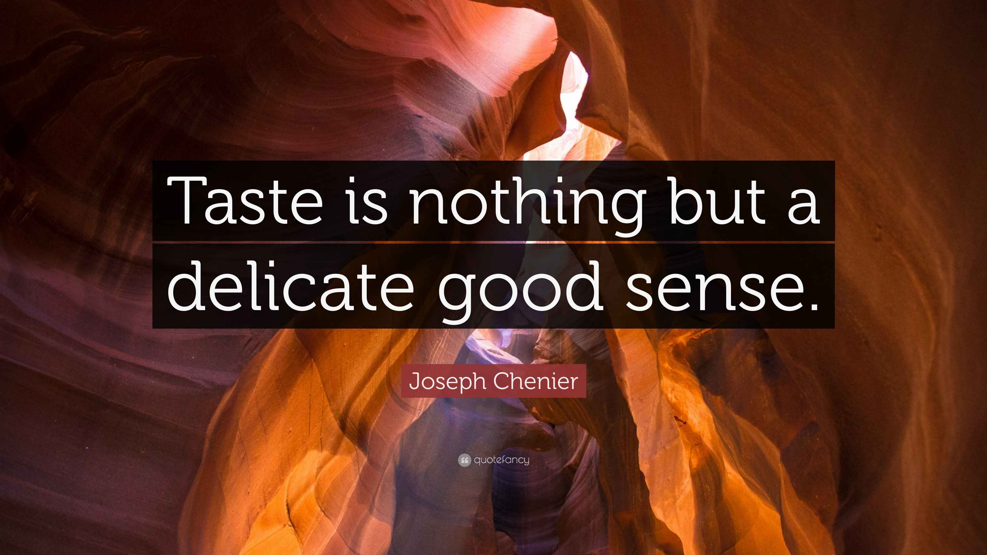Joseph Chenier Quote: “Taste is nothing but a delicate good sense.”