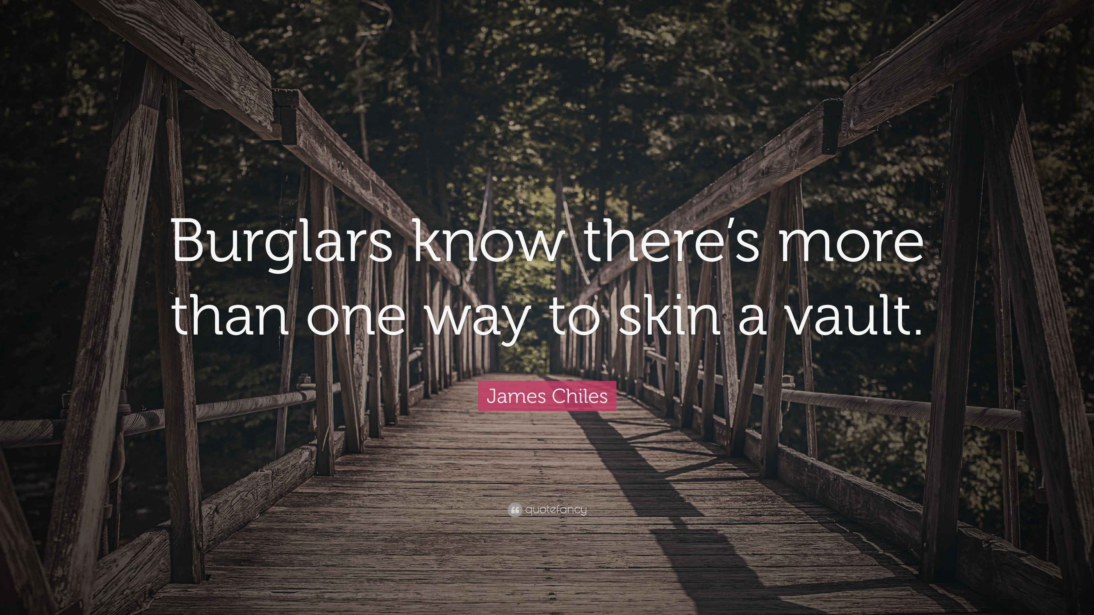 James Chiles Quote: “Burglars know there’s more than one way to skin a ...