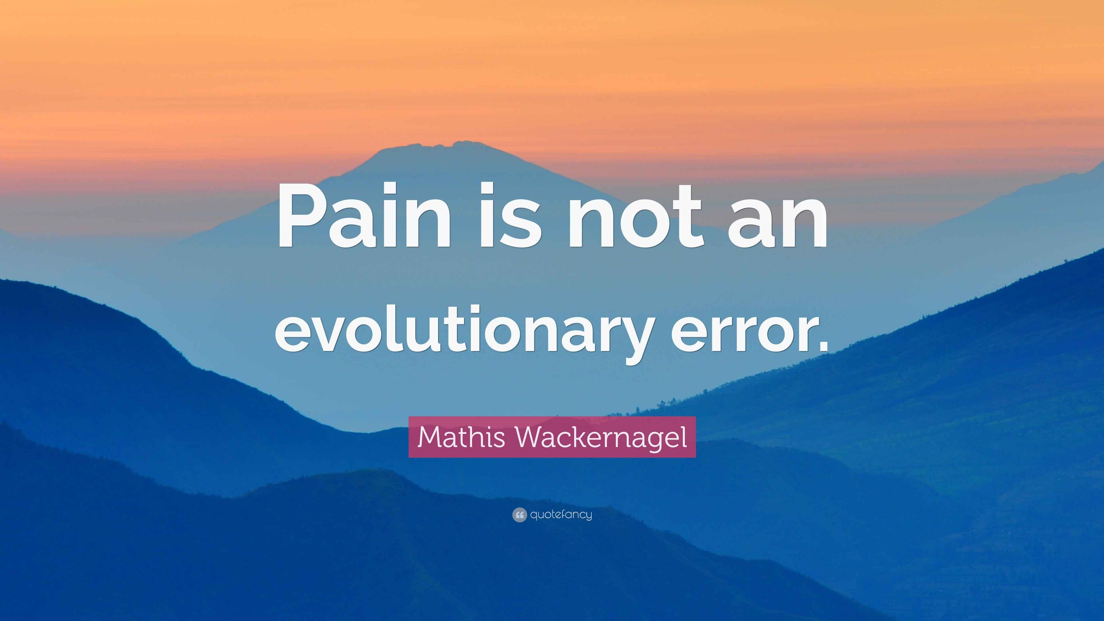 Mathis Wackernagel Quote: “Pain is not an evolutionary error.”