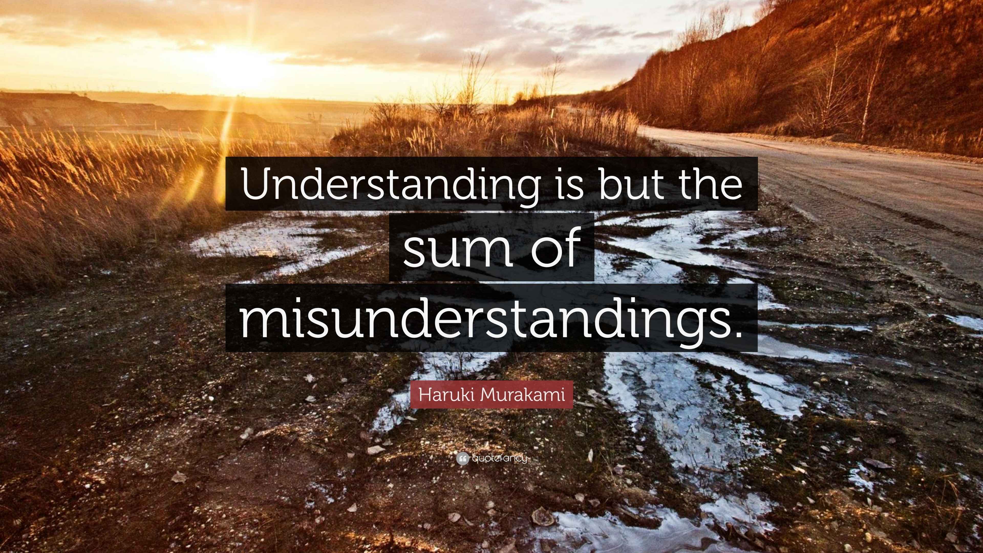 Haruki Murakami Quote: “Understanding is but the sum of misunderstandings.”