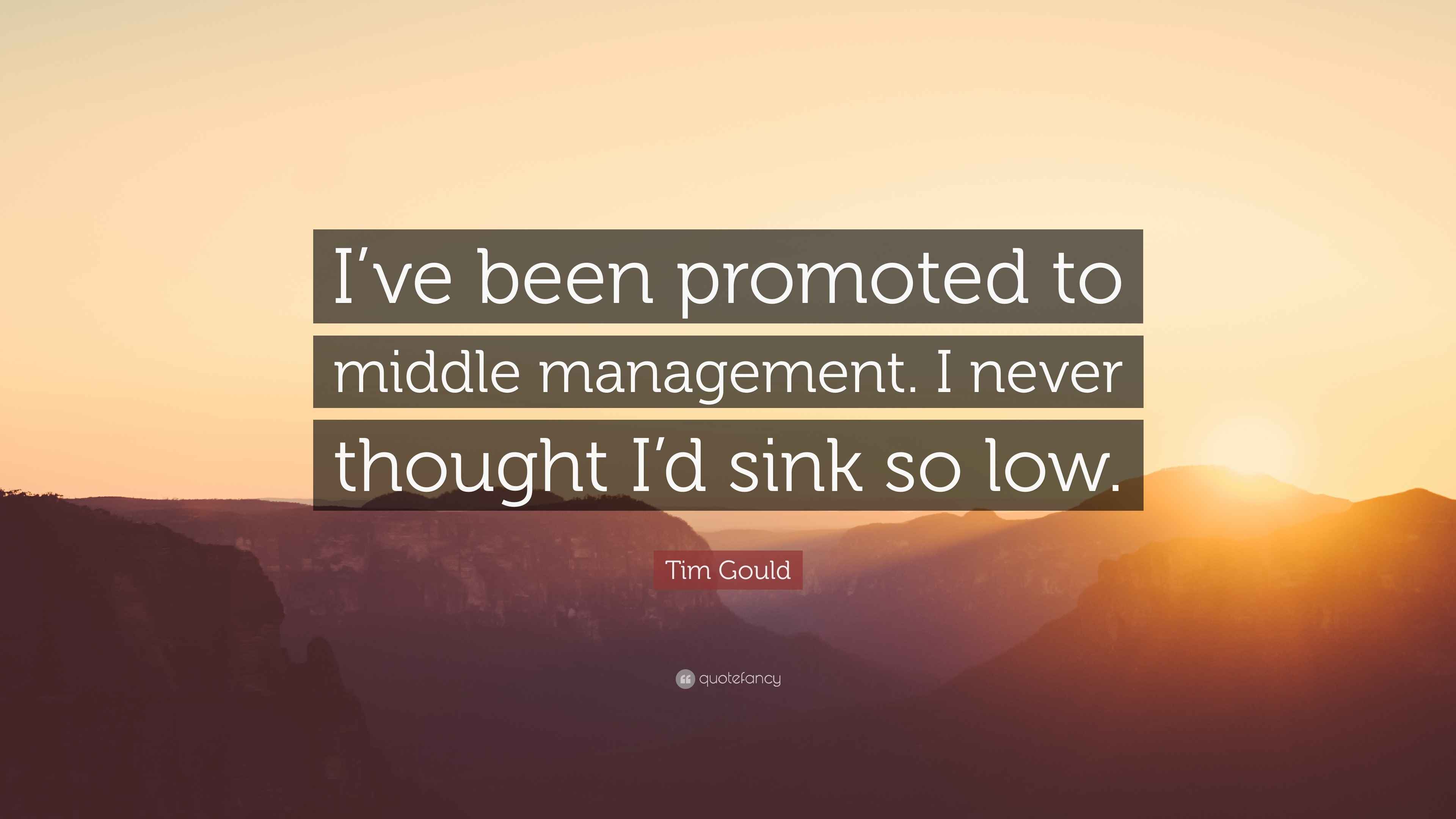 Tim Gould Quote: “I’ve been promoted to middle management. I never ...