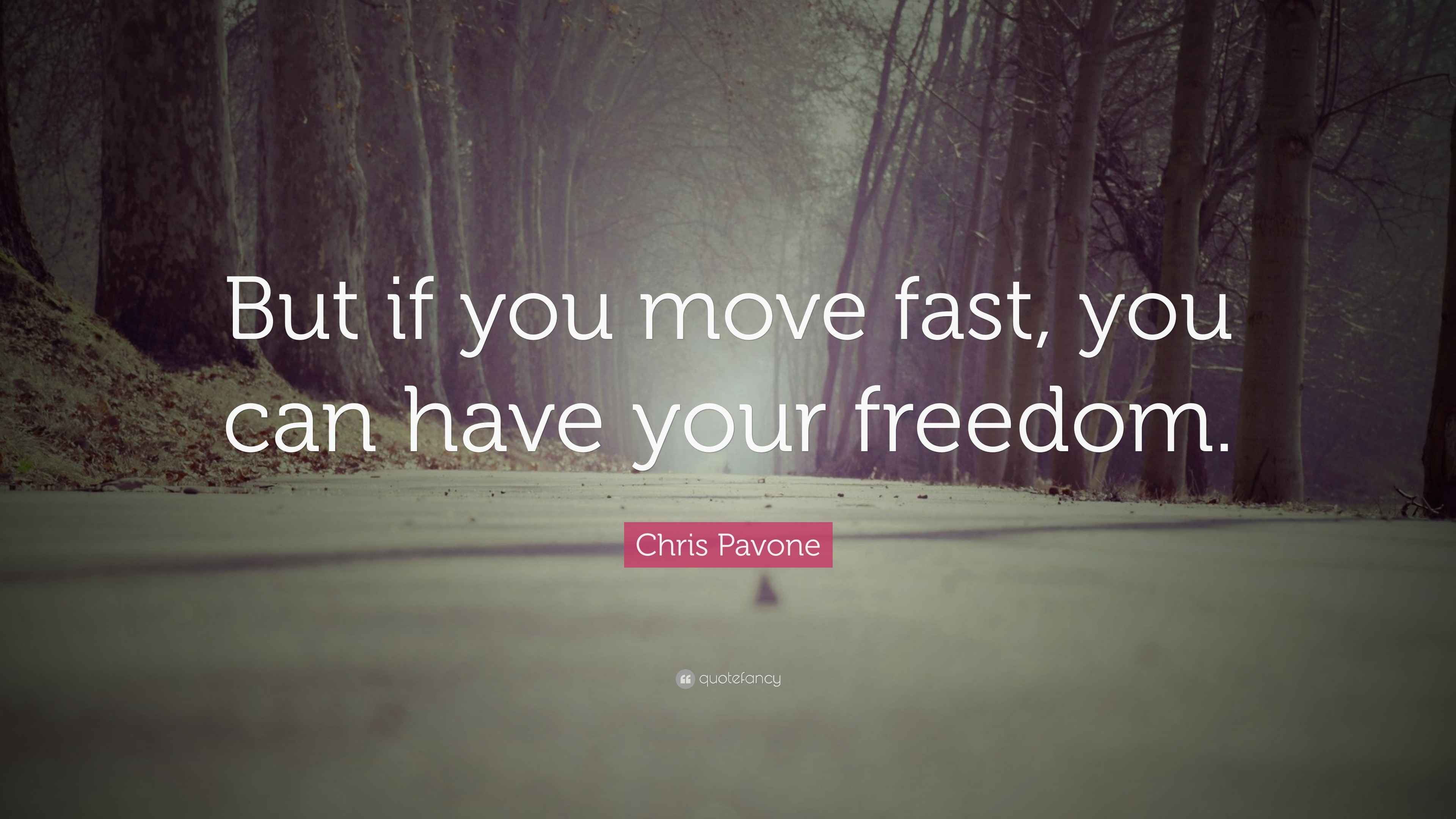 Chris Pavone Quote: “But if you move fast, you can have your freedom.”