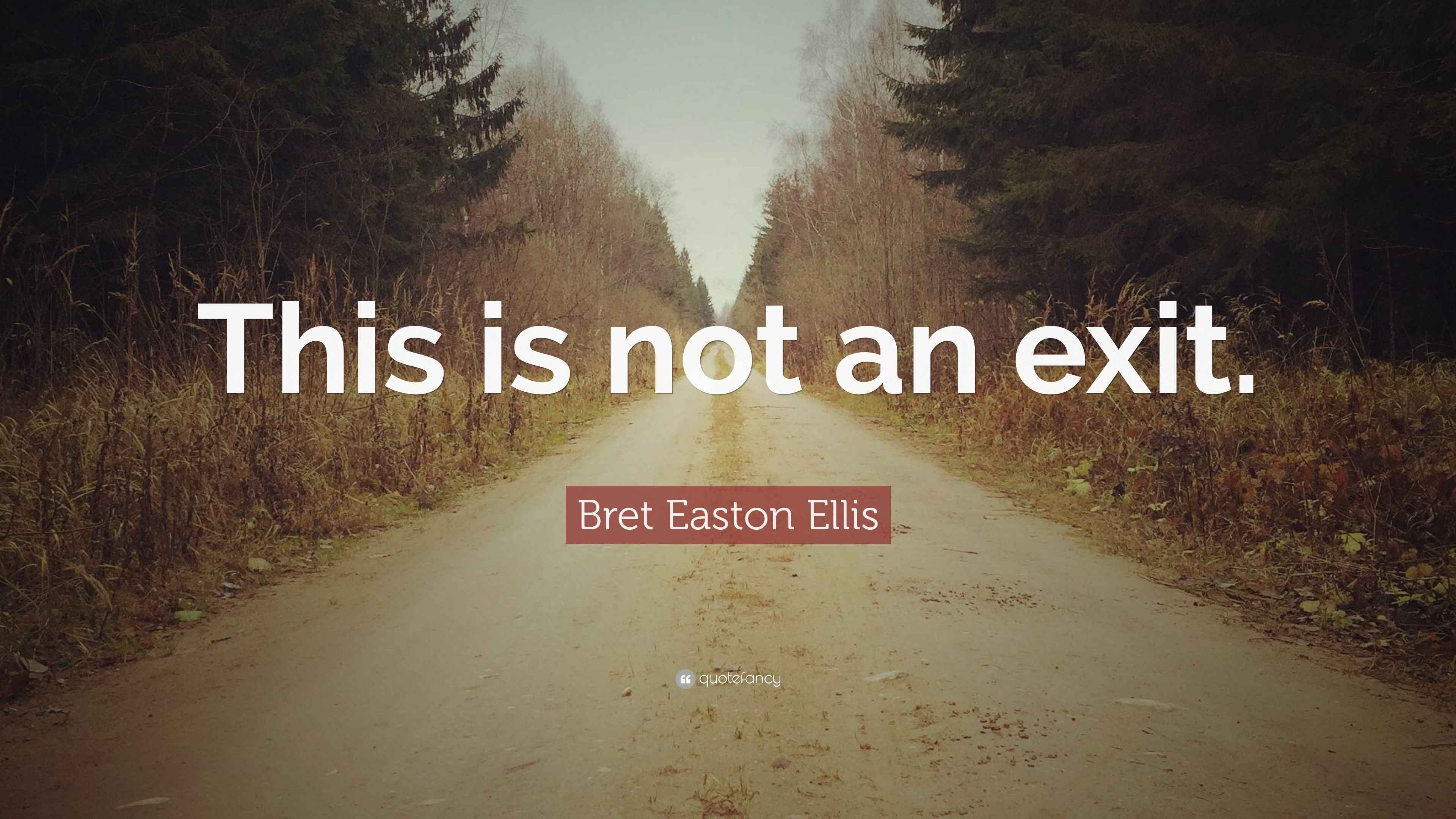 Bret Easton Ellis Quote: “This is not an exit.”