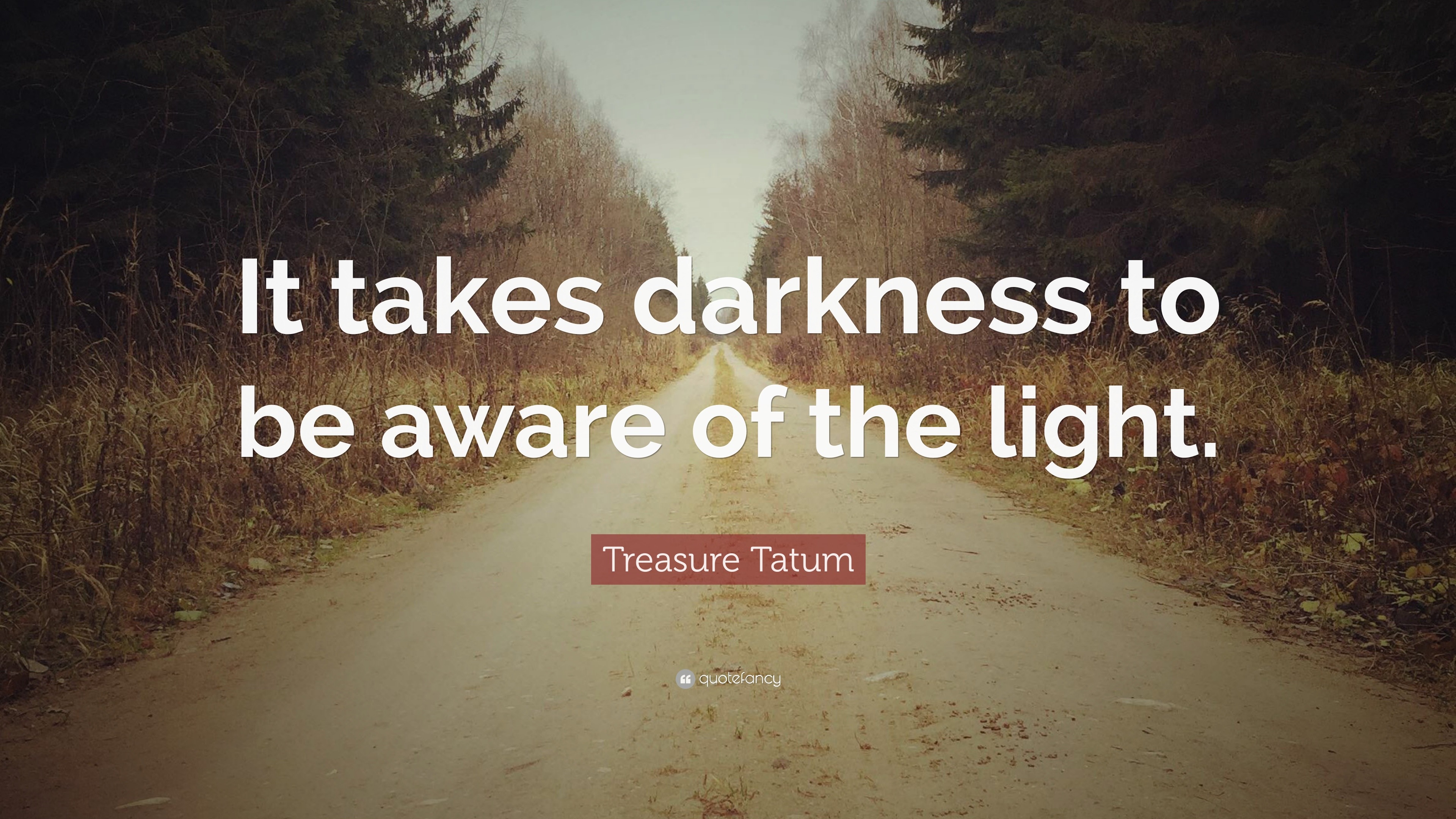 Treasure Tatum Quote: “It takes darkness to be aware of the light.”