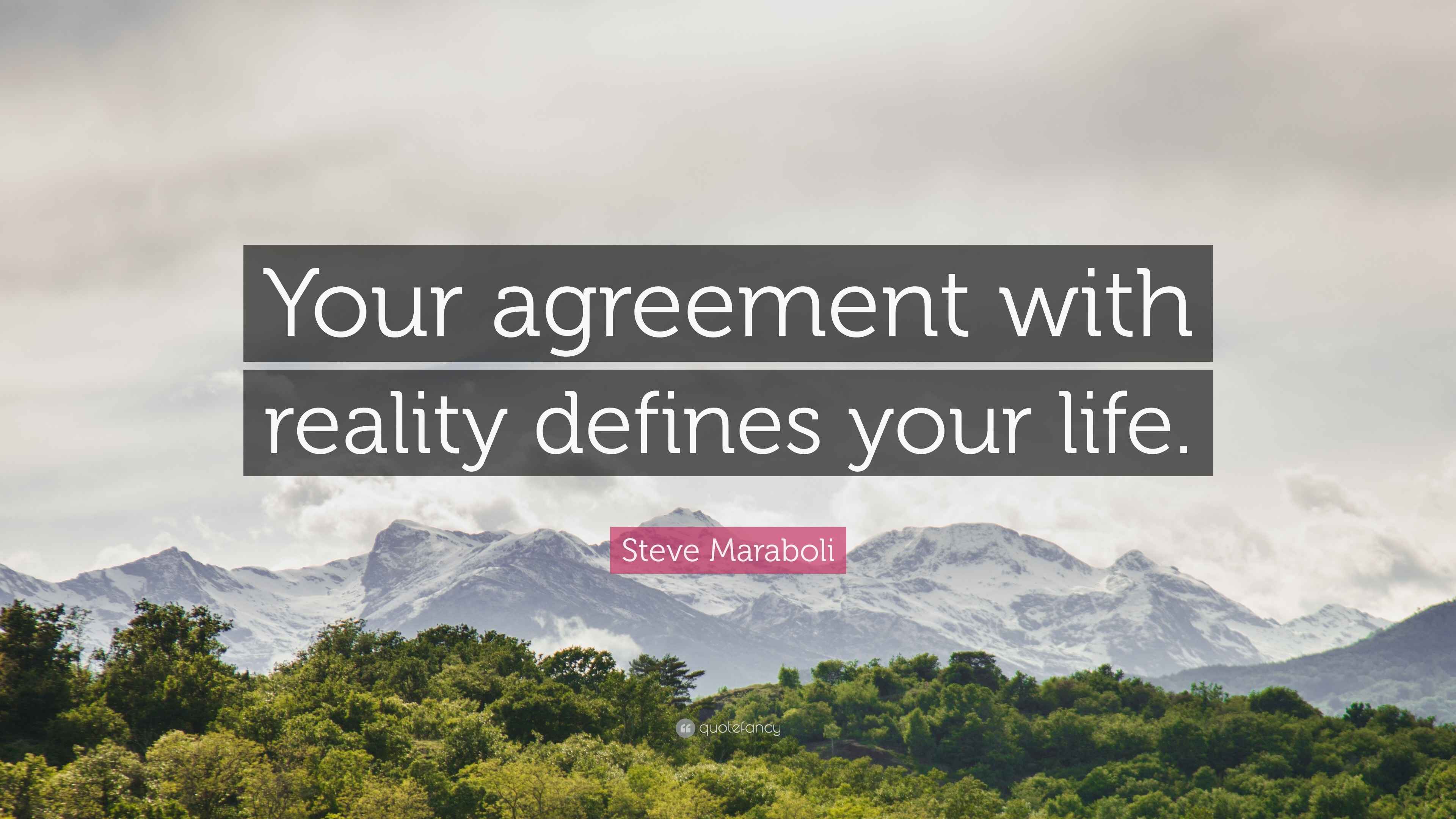 Steve Maraboli Quote: “Your agreement with reality defines your life.”